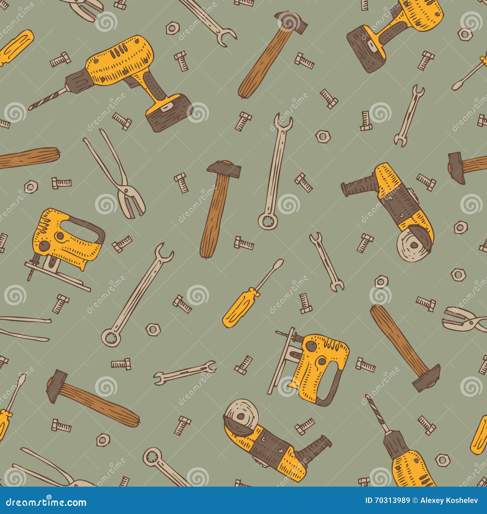 Seamless Vector Pattern with Tools Stock Illustration - Illustration of ...