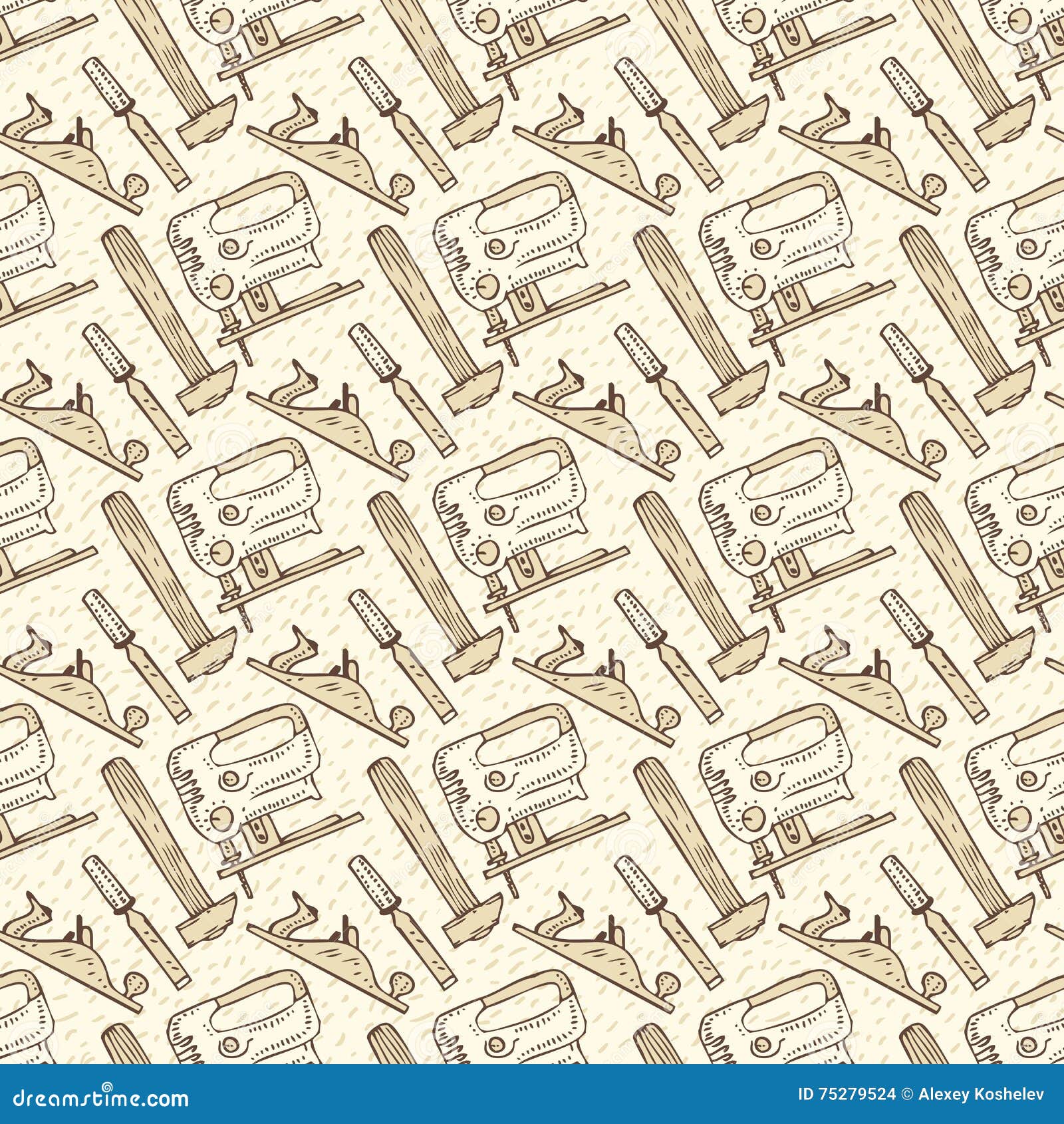 Seamless Vector Pattern with Tools in Retro Style Stock Illustration ...