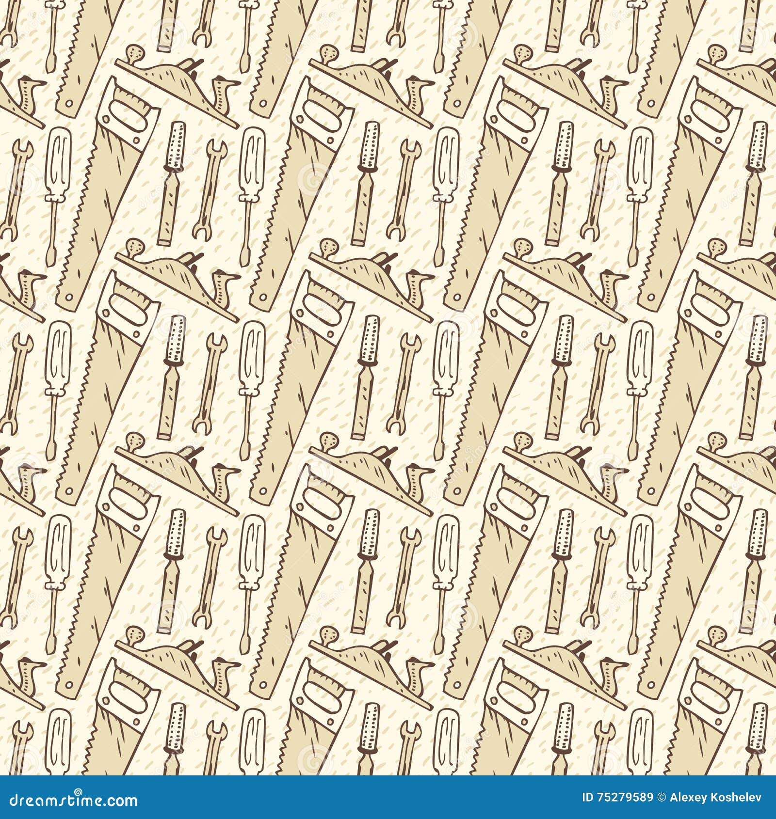 Seamless Vector Pattern with Tools in Retro Style Stock Illustration ...