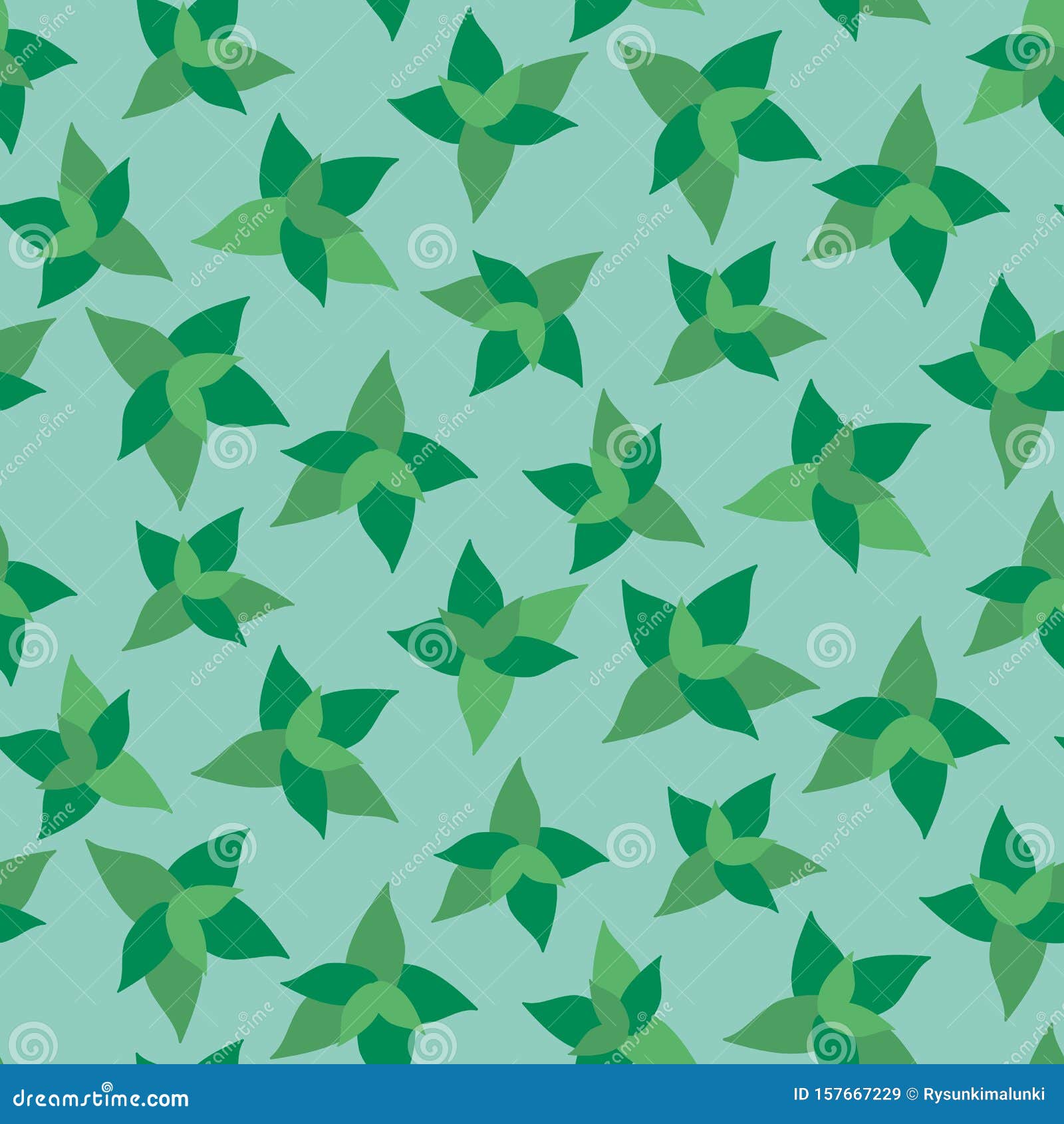 Seamless Vector Pattern with Top View of Green Plants Stock Vector ...