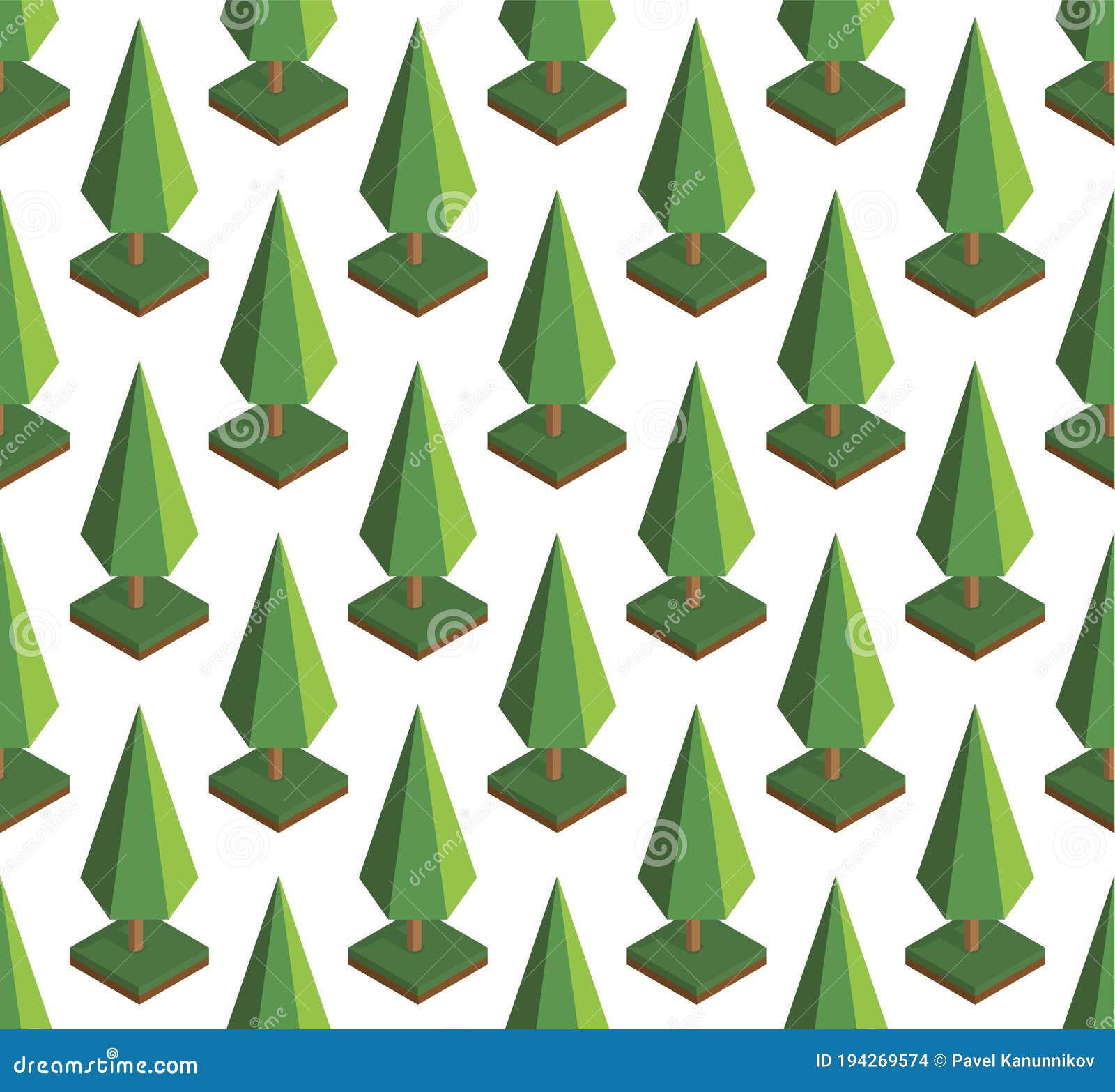 Seamless Vector Pattern in Trees Isometric. Forest on a White ...