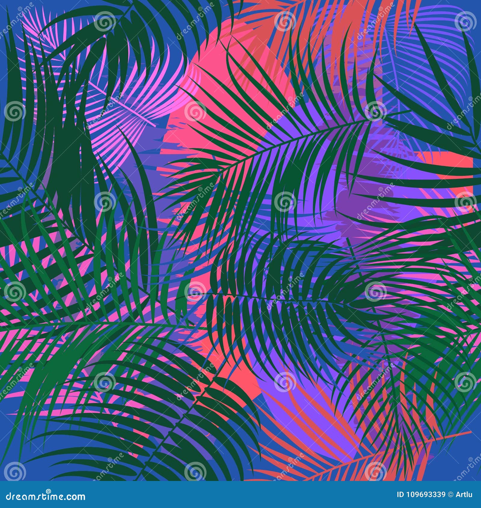 Seamless Vector Pattern of Tropical Leaves of Palm Tree Stock Vector ...