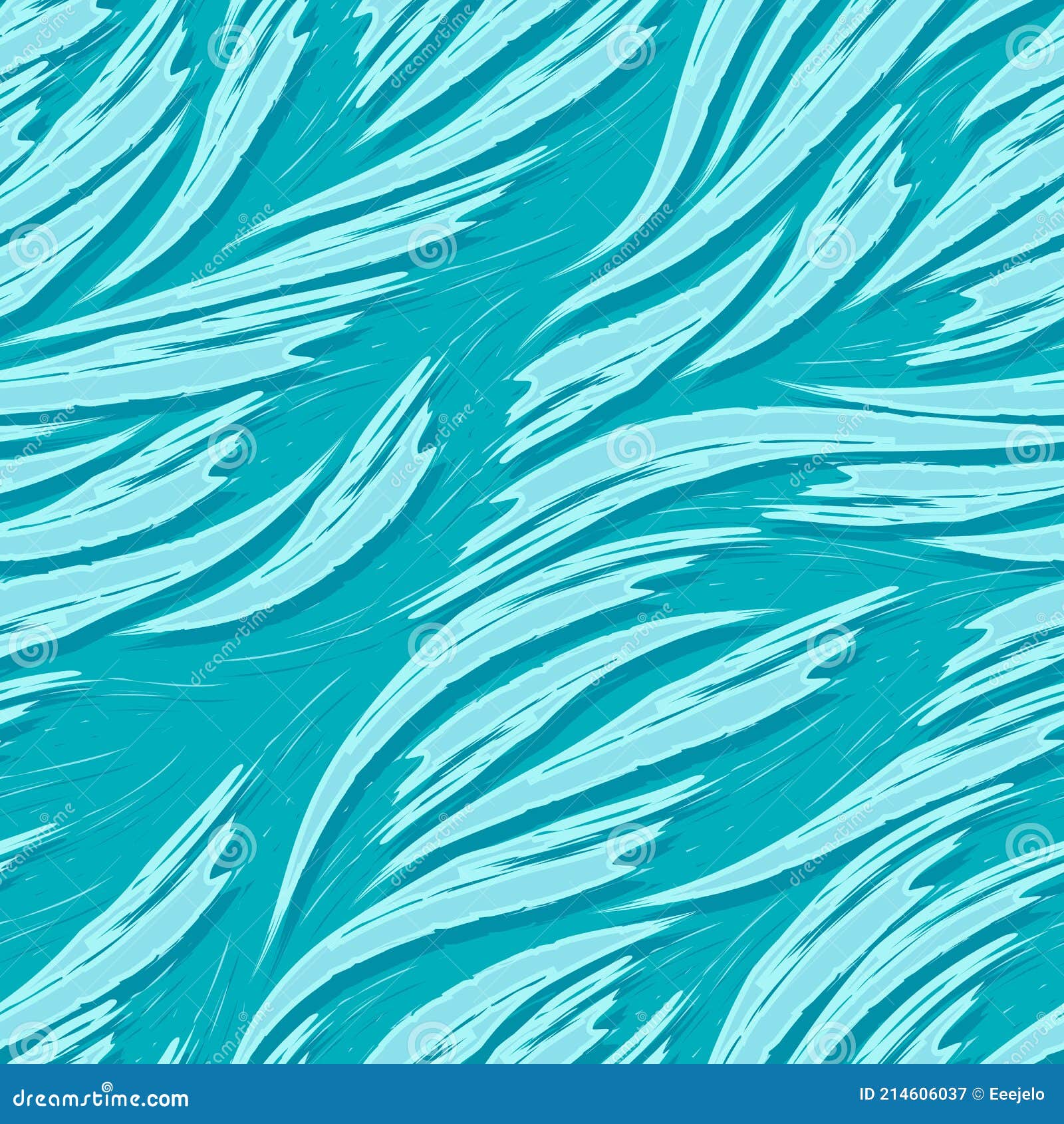 Seamless Vector Pattern of Turquoise Waves with Splashes.Stylized ...