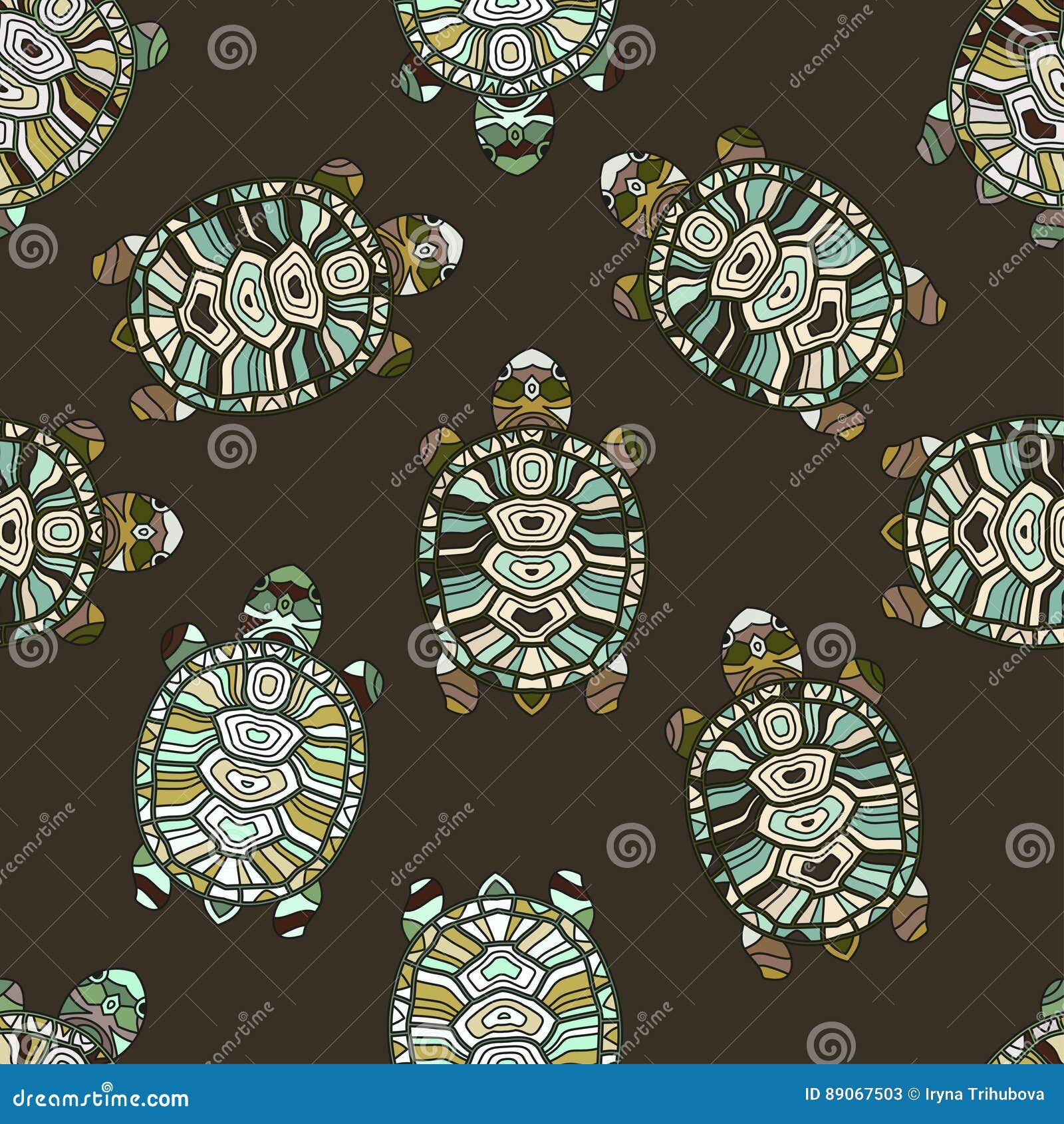 Seamless Vector Pattern with Turtles. Stock Vector - Illustration of ...