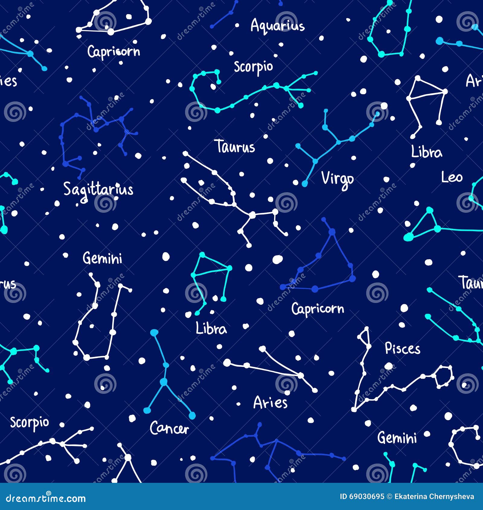 Seamless Vector Pattern of the Various Constellations Stock Vector ...