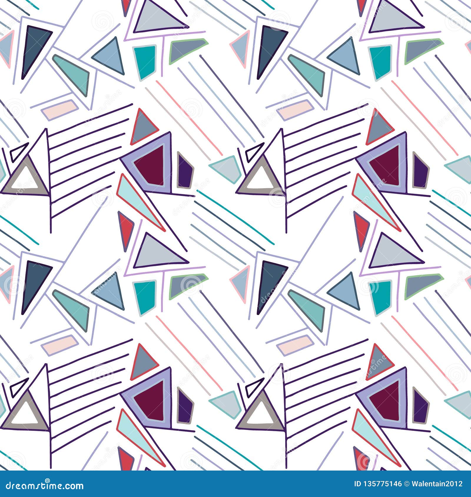 Seamless Vector Pattern, Vintage Lined Asymmetric Geometric Background ...