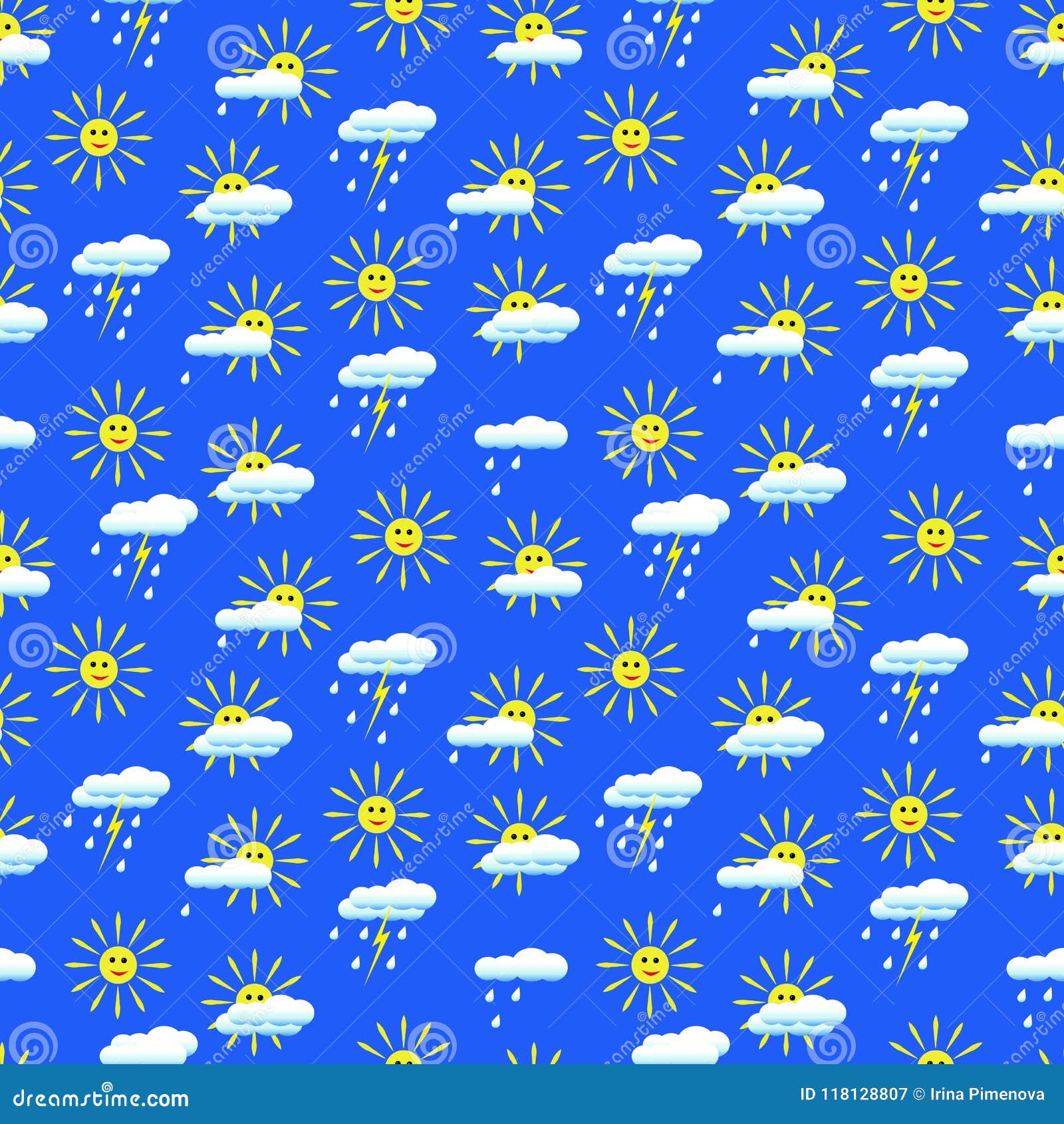 Seamless Vector Pattern with Weather Icons for Design Stock Vector ...