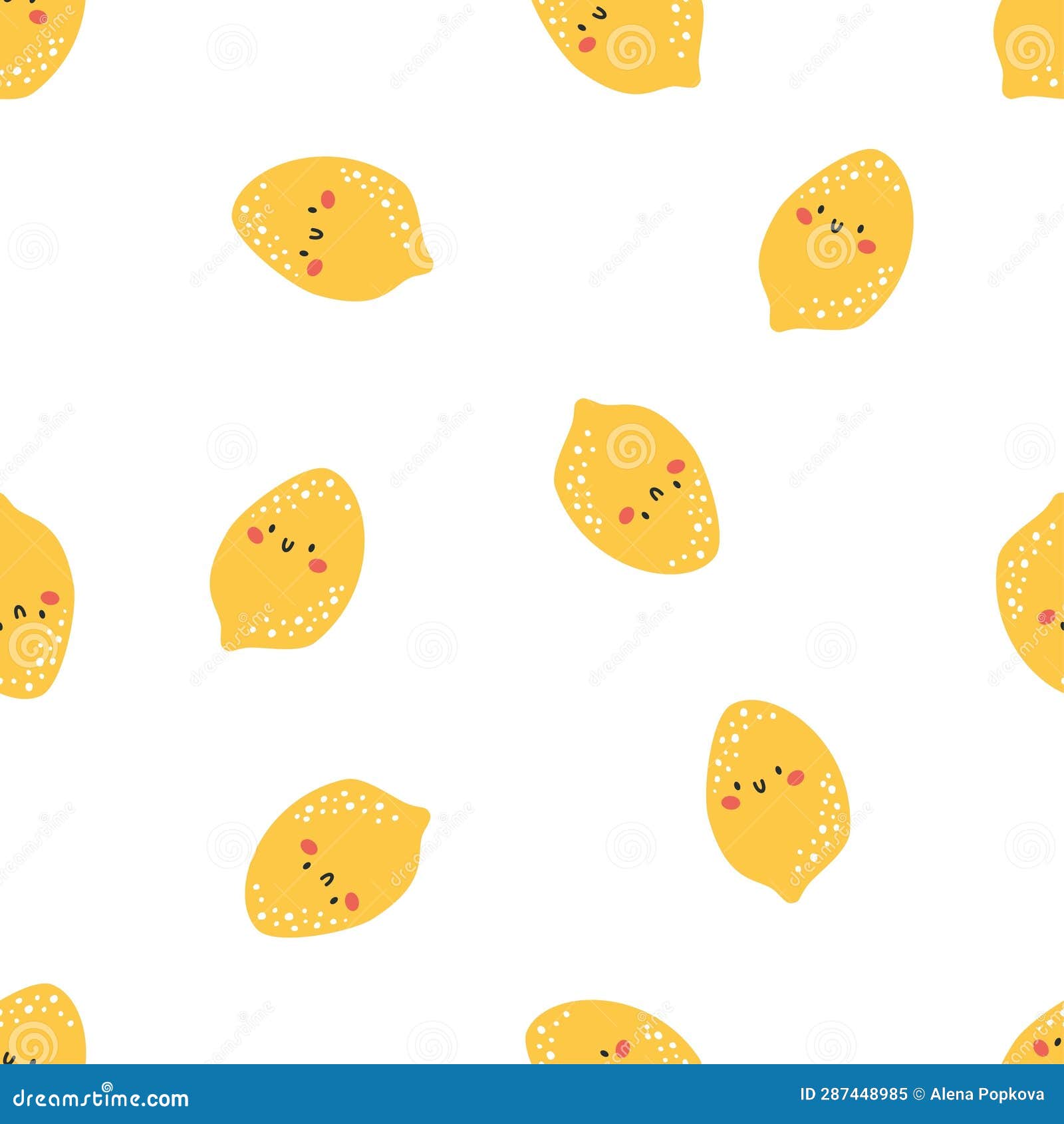 Seamless Vector Pattern on White Background. Cute Red Lemons with ...