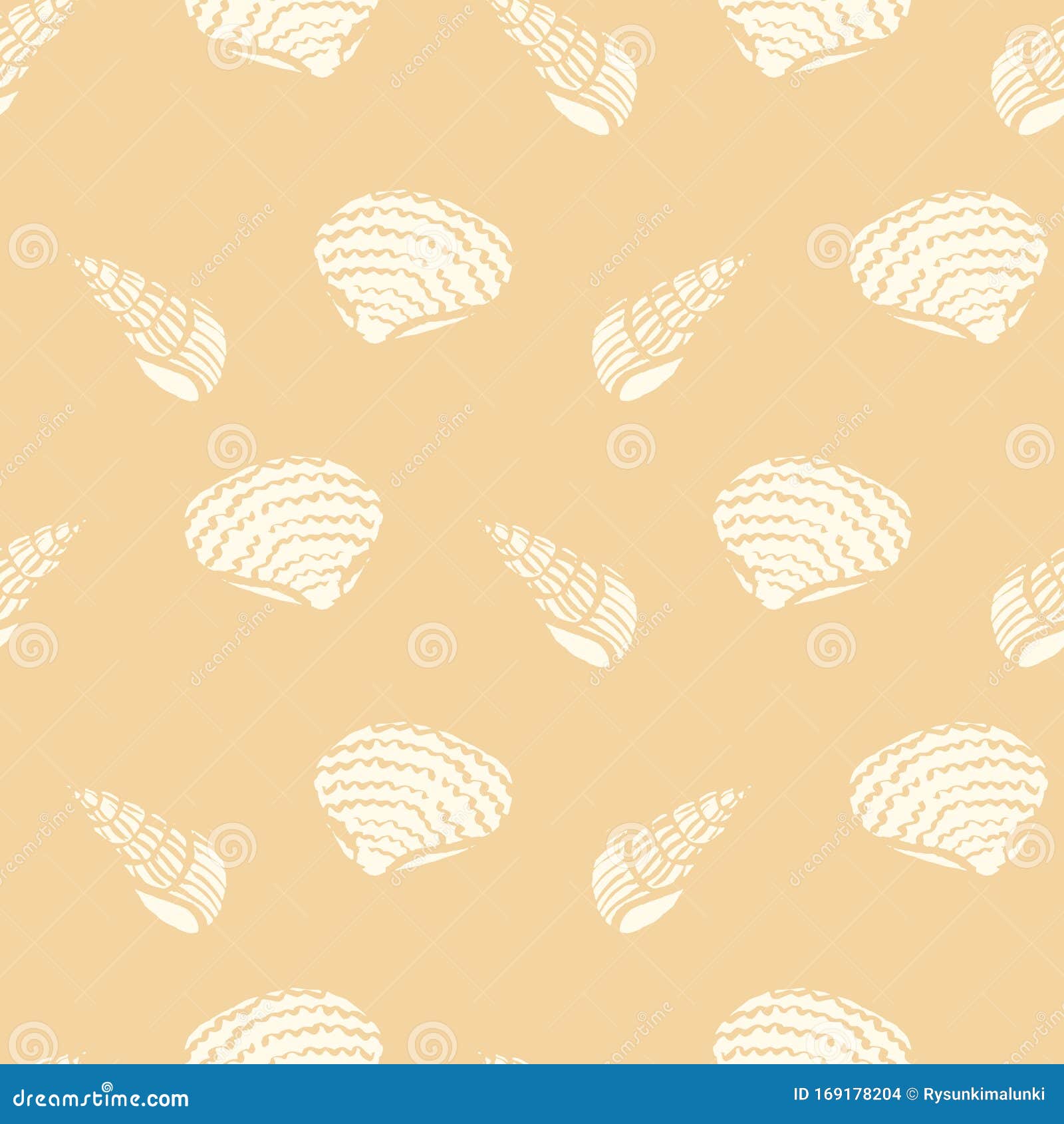 Seamless Vector Pattern with White Shells Silhouettes on a Sand Colored ...
