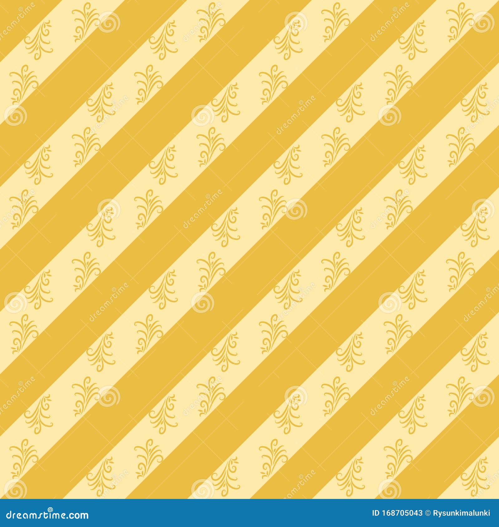Seamless Vector Pattern with Yellow Diagonal Stripes and Leaves Stock ...