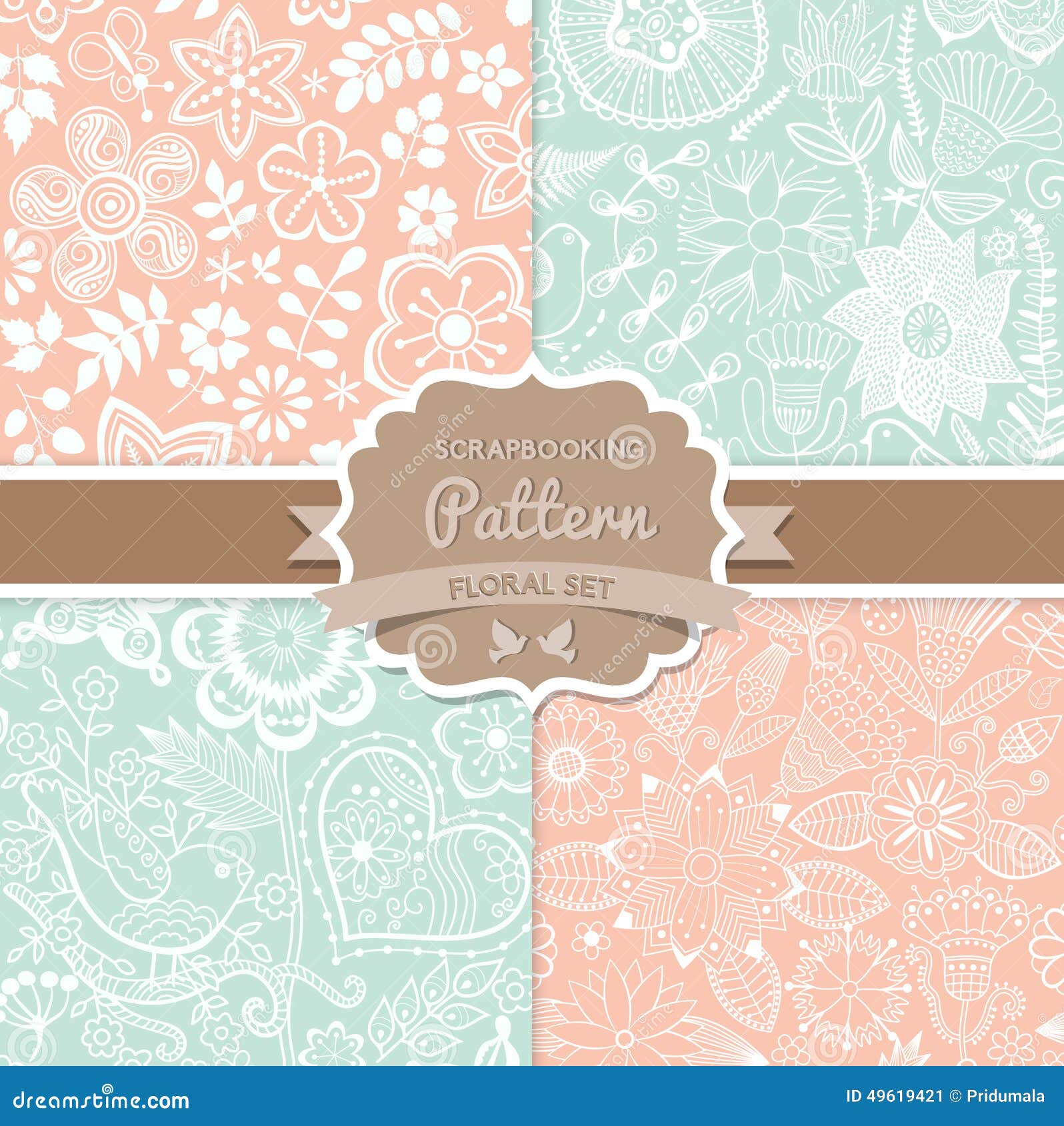 4 Seamless Vector Patterns. Shabby Chic. Floral Patterns (seamlessly ...
