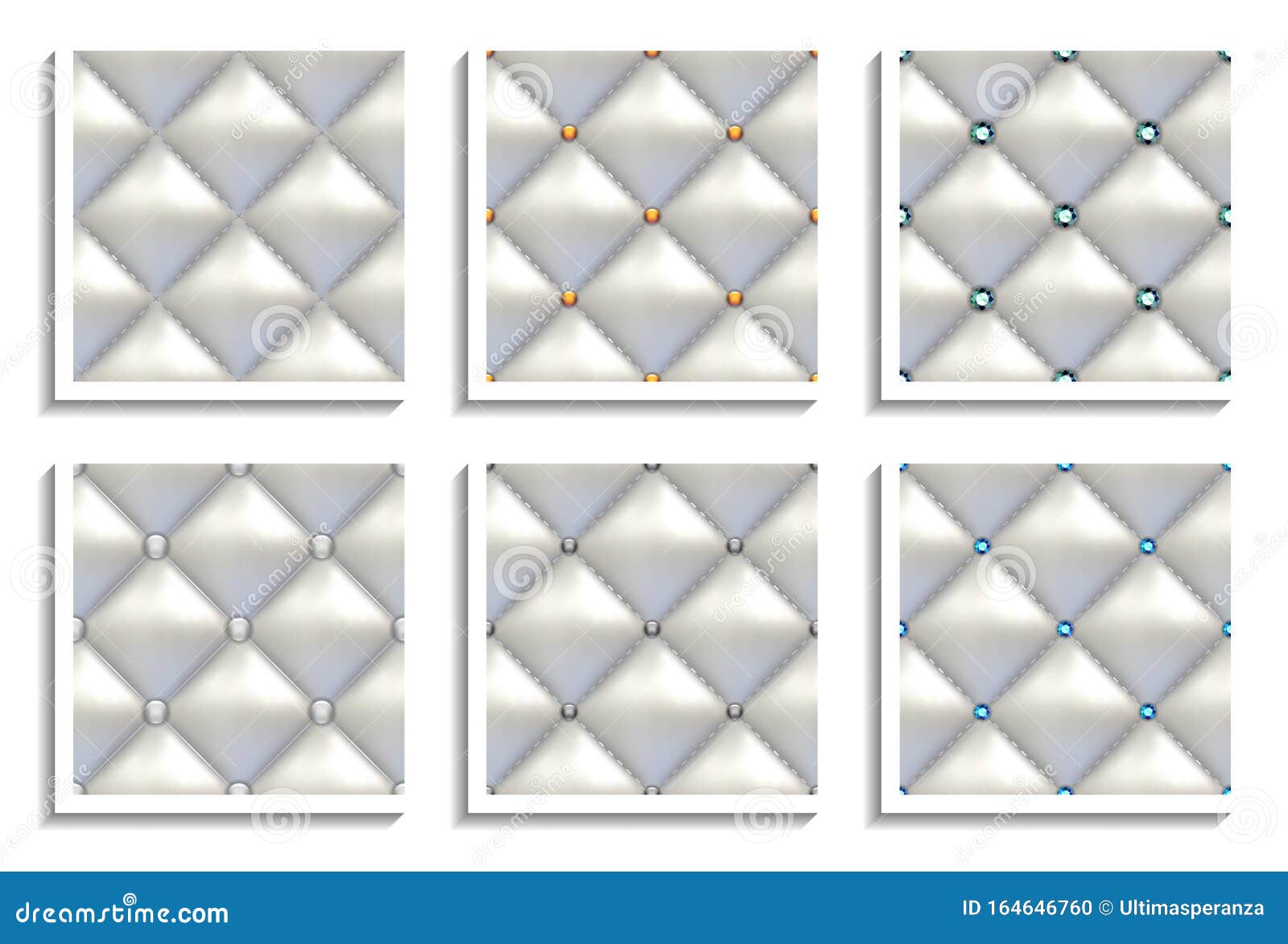 Seamless Vector Patterns of White Leather Upholstery with Gold, Gray ...