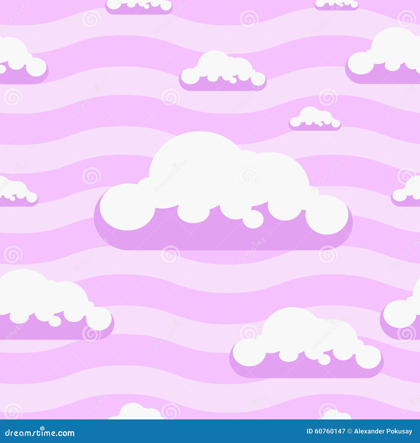 Seamless Vector Pink Clouds Pattern Background Stock Vector ...
