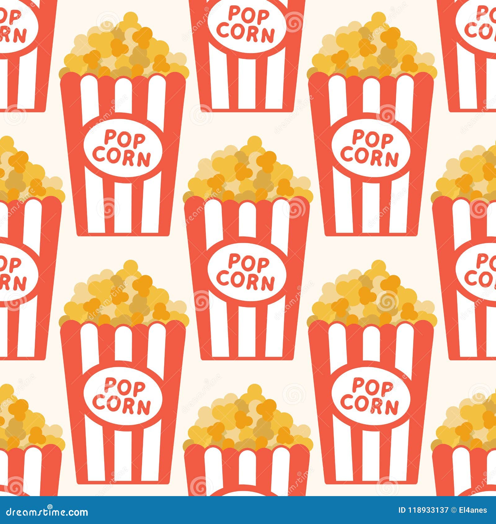 Seamless Vector Popcorn Background Stock Vector - Illustration of ...