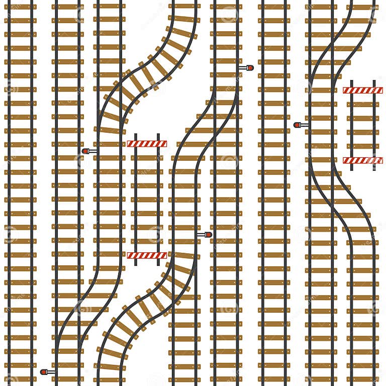 Seamless Vector Railroad Pattern. Top View Path Background. Urban Map ...