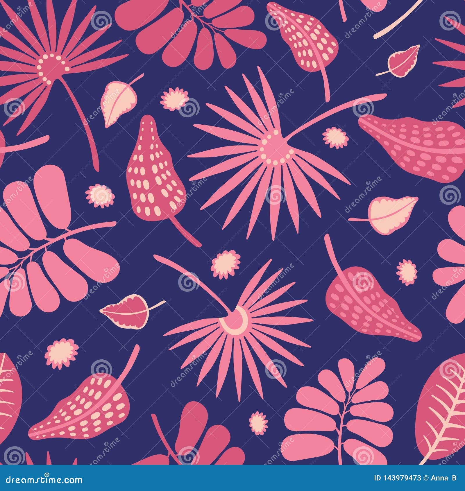 Seamless Vector Repeat Pattern of Tropical Foliage and Flowers. Pretty ...