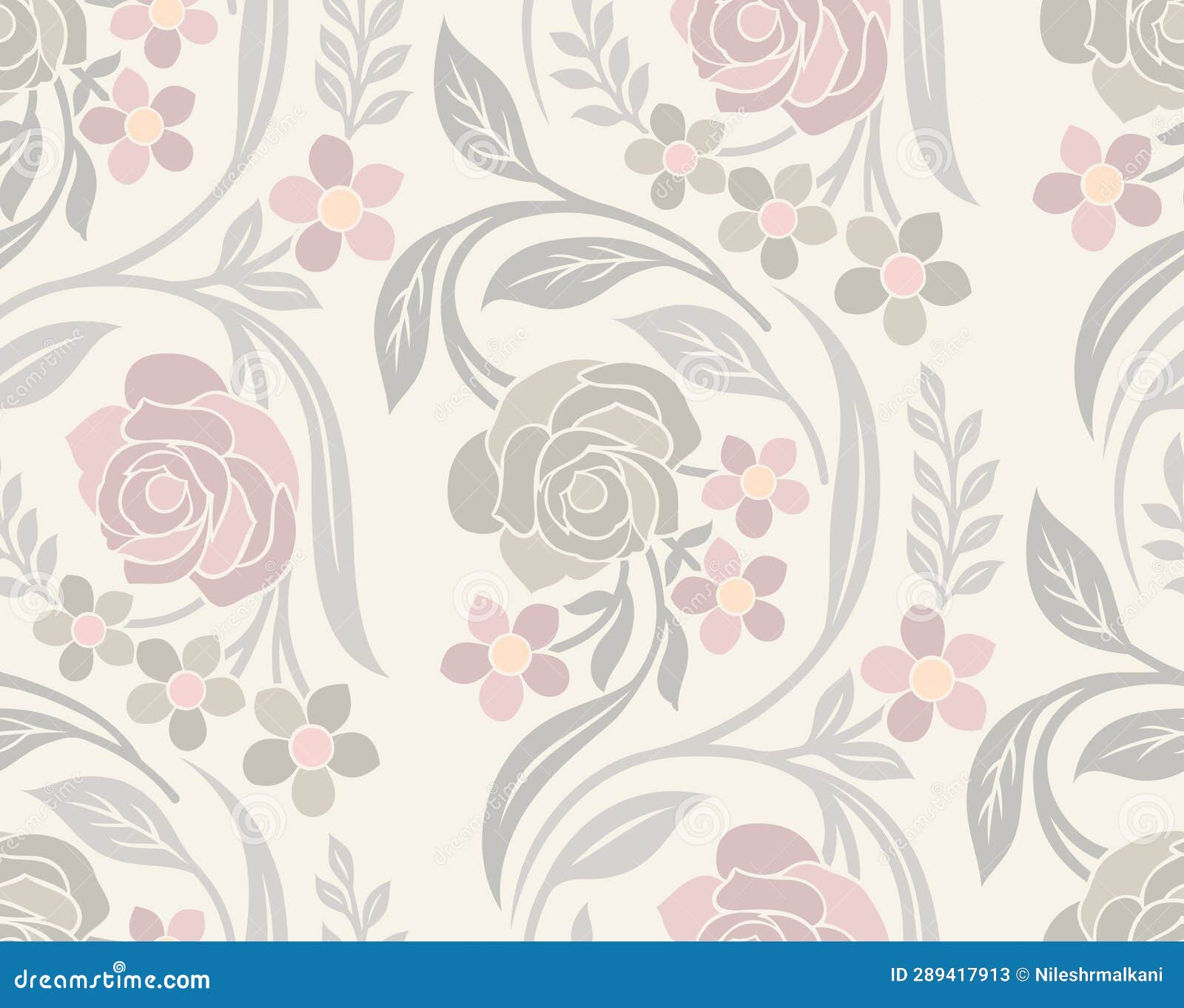 Seamless Vector Rose Flower Surface Pattern Design Stock Vector ...