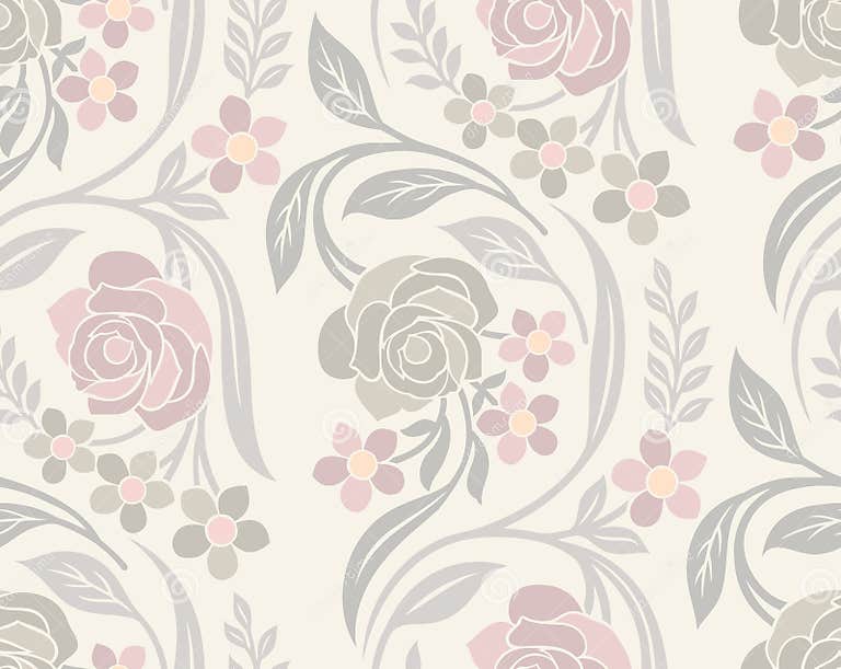 Seamless Vector Rose Flower Surface Pattern Design Stock Illustration - Illustration of elegant ...