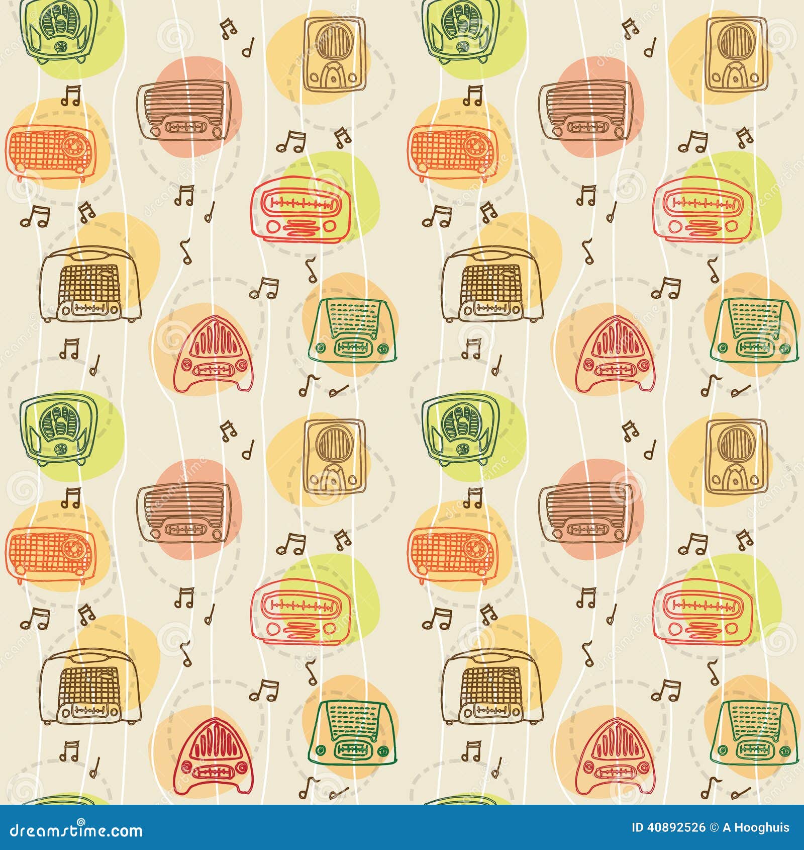 Seamless Vector 1950 S Radio Pattern Stock Vector - Illustration of ...