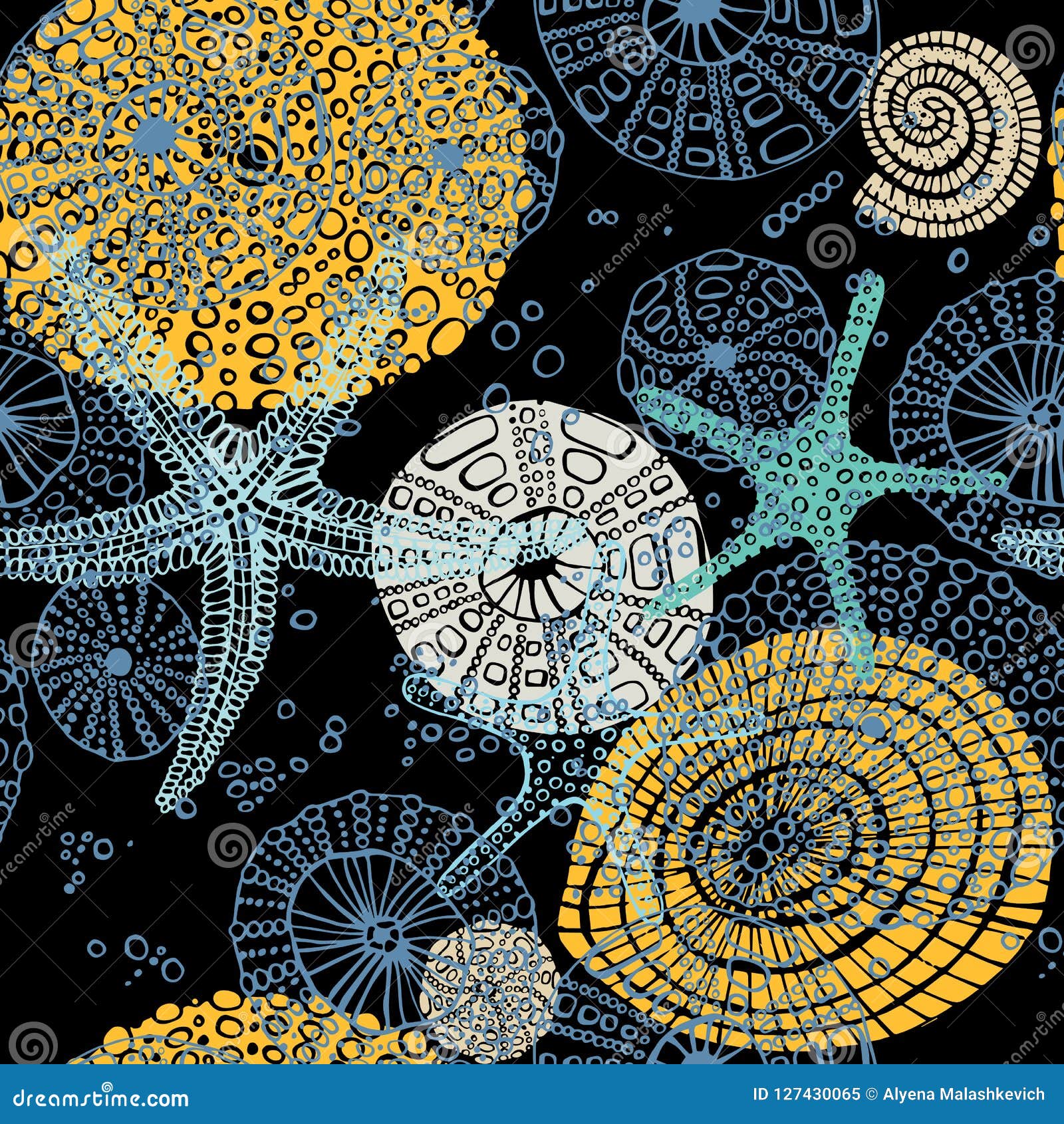 Seashells And Starfish Isolated On White Background. Sea Shell Cartoon ...