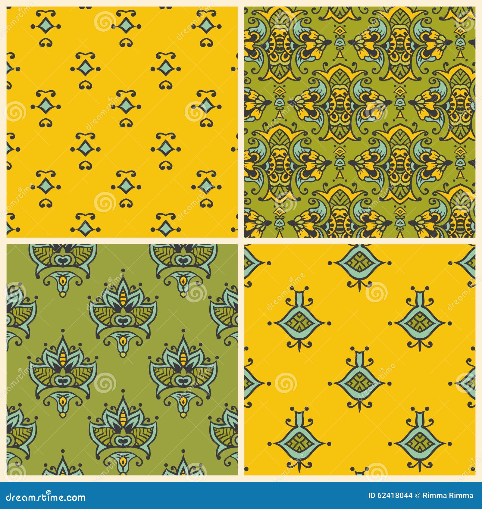Seamless Vector Set of Asian Patterns Stock Vector - Illustration of ...