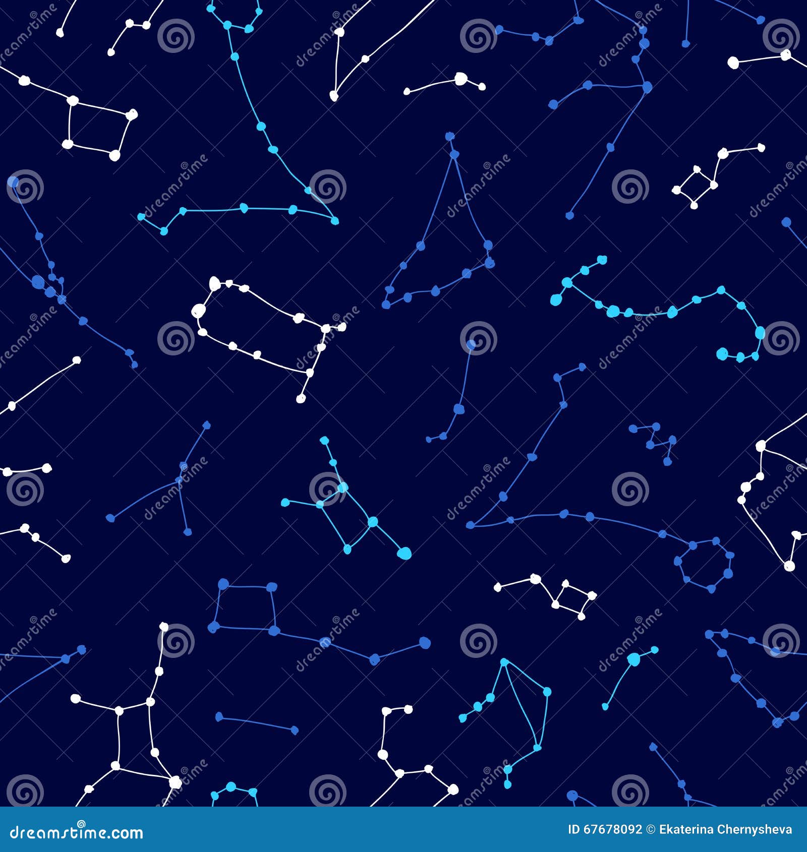 Seamless Vector Space Pattern of Different Constellations Stock Vector ...