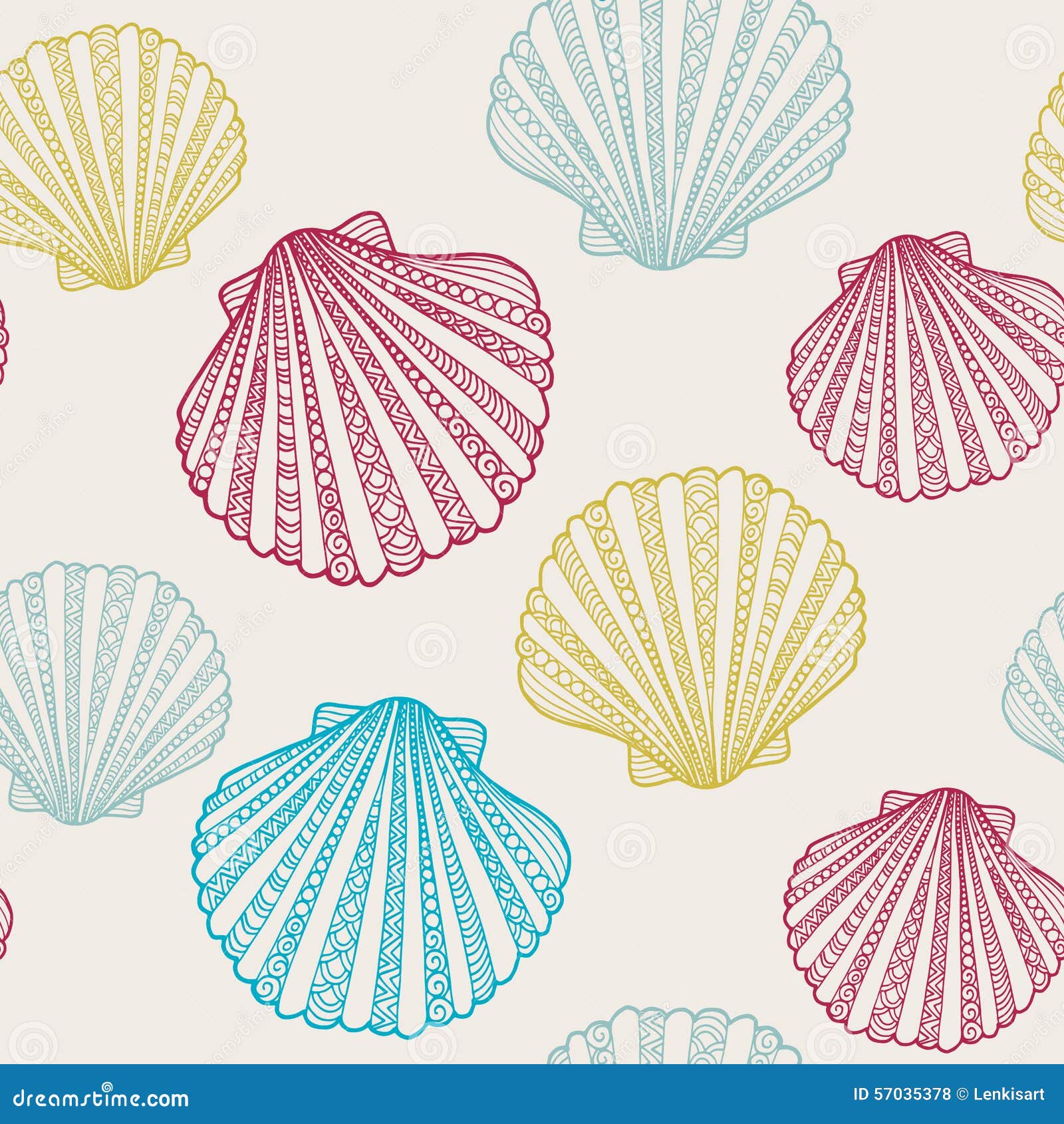 Doodle Shell Background. Coloring Page For Adults. Vector Illust ...