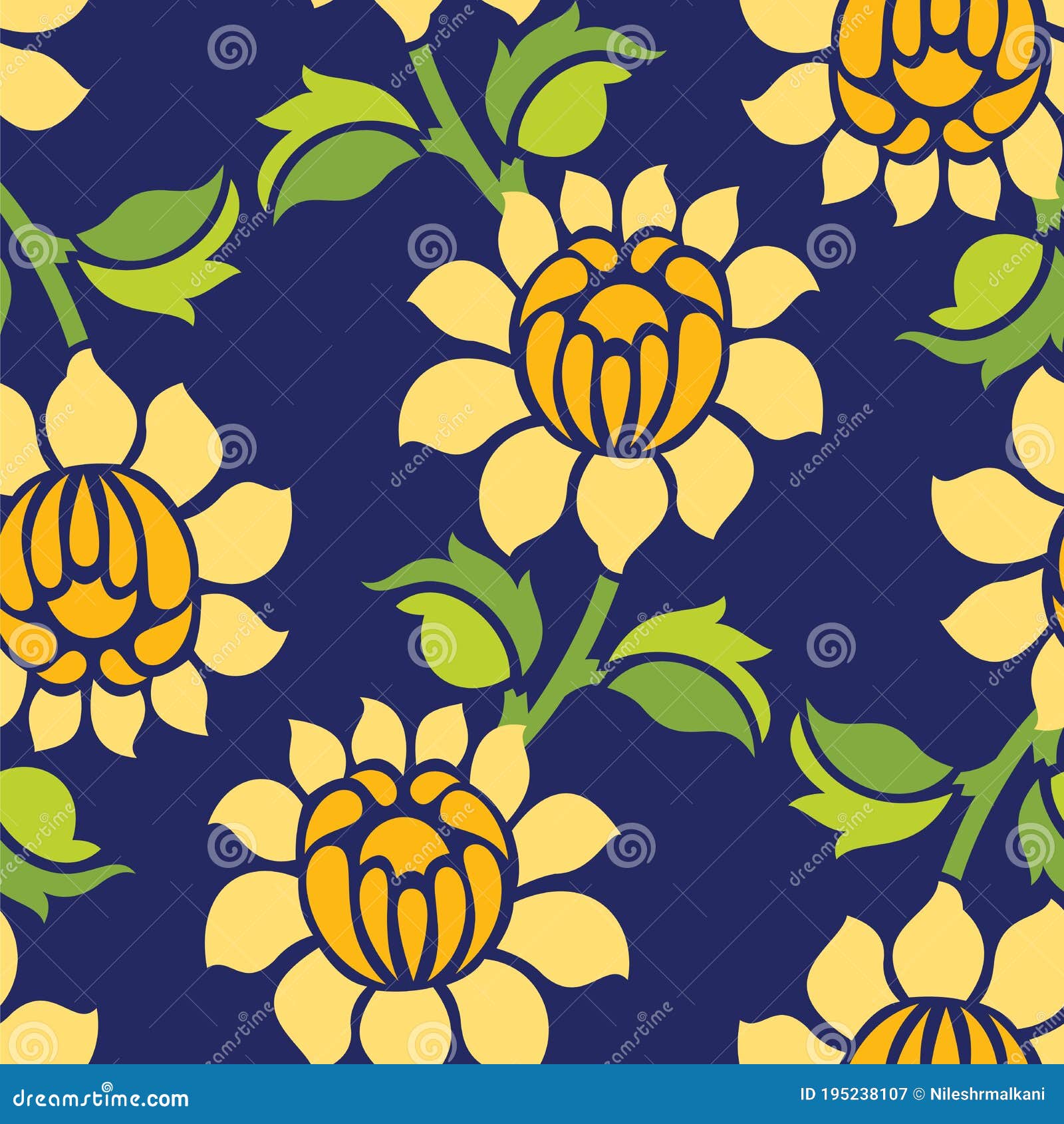 Seamless Vector Sunflower Pattern Design Stock Vector - Illustration of ...