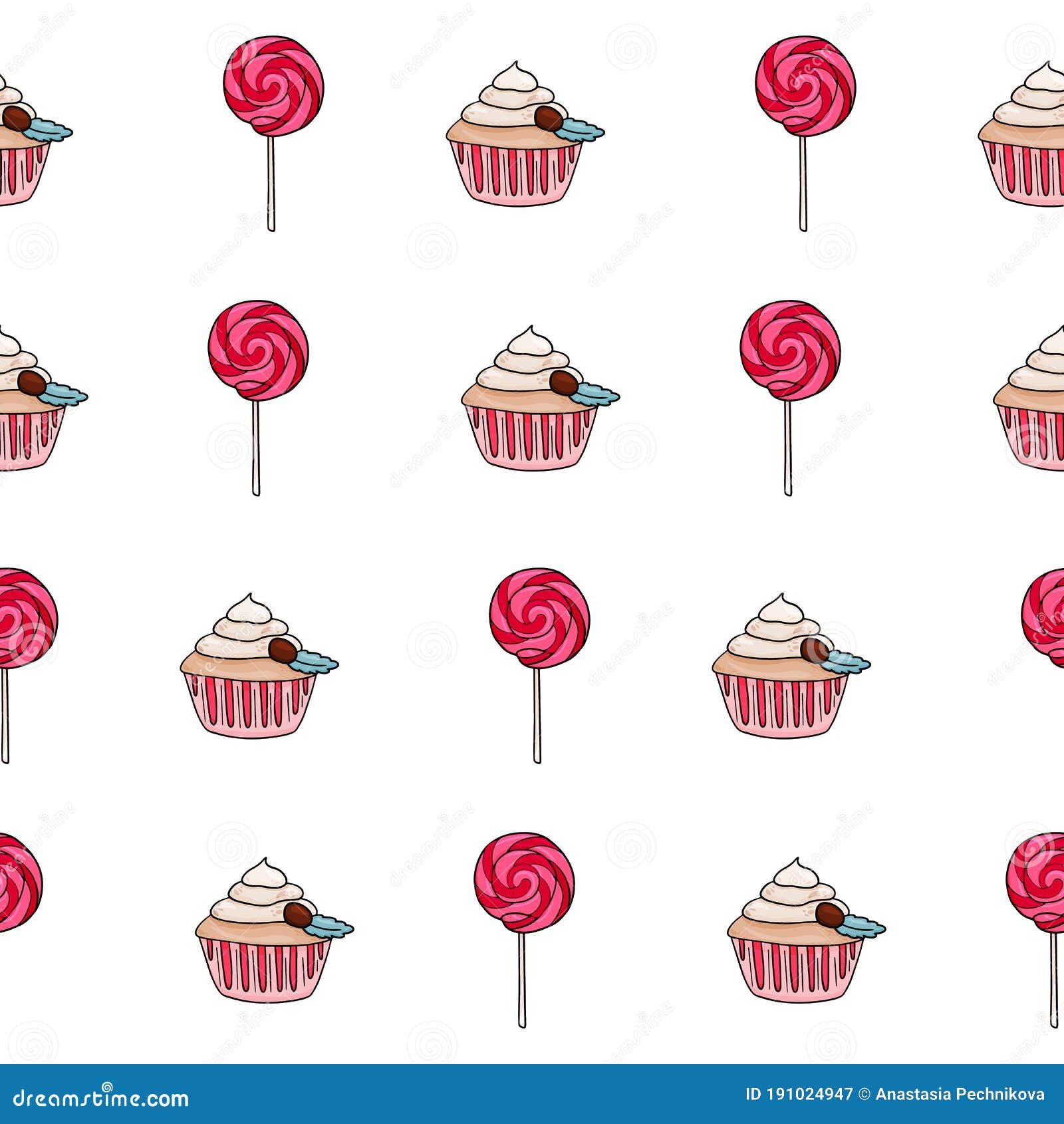 Seamless Vector Sweets Patterns. Stock Vector - Illustration of donuts ...