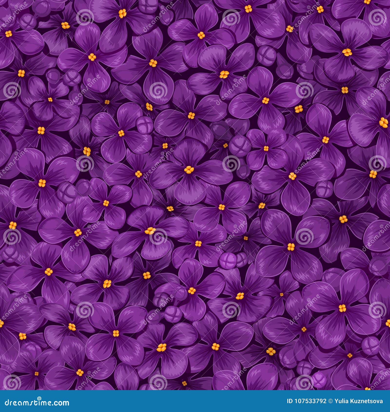 Seamless Vector Texture of Blooming Purple Lilac Stock Vector ...