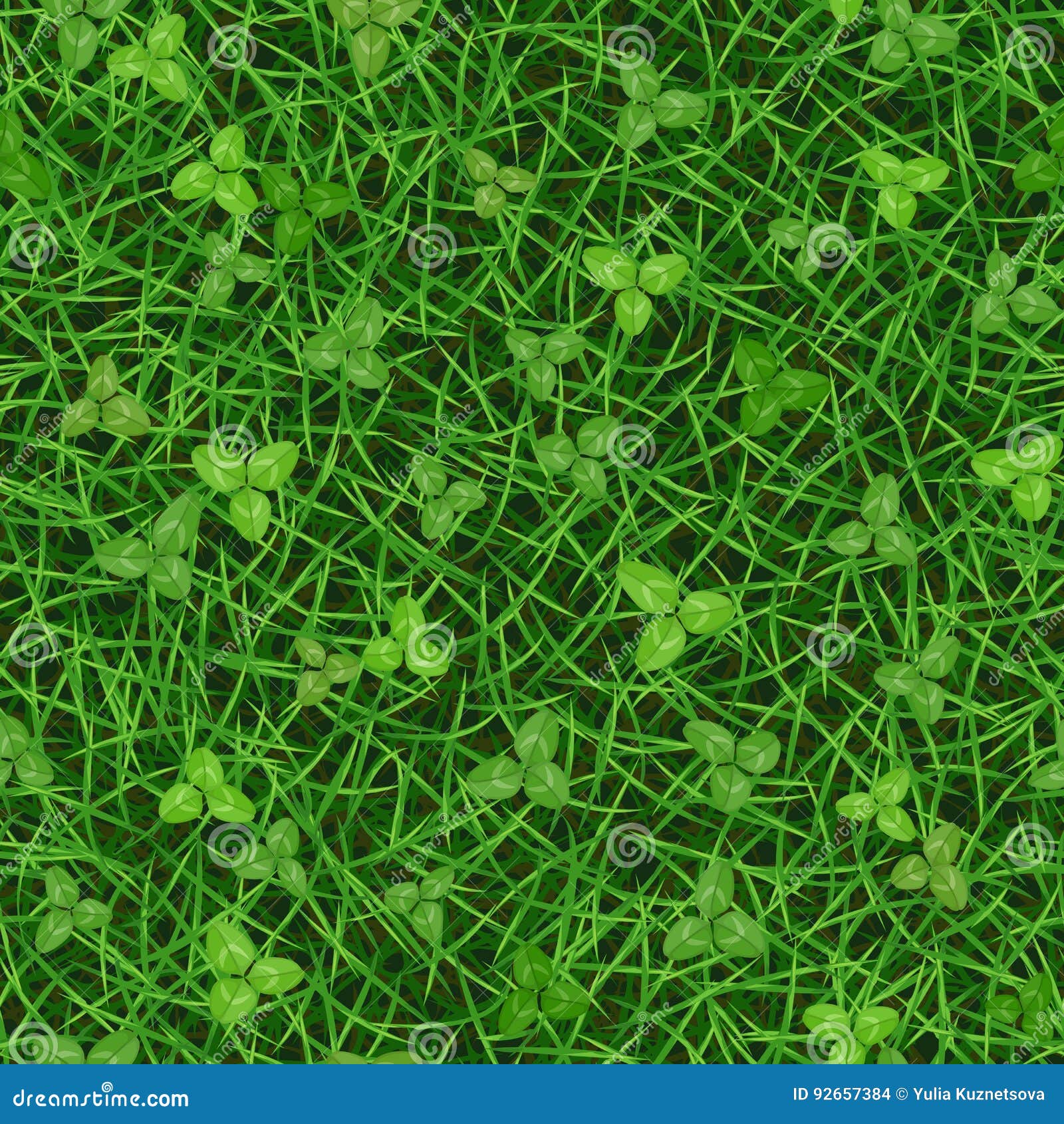 Seamless Vector Texture of Green Grass with Clover Leaves Stock Vector ...