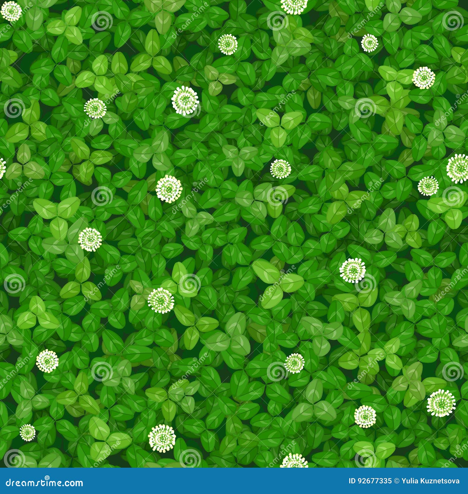 Seamless Vector Texture of a Green Lawn with White Flowers of a Clover ...