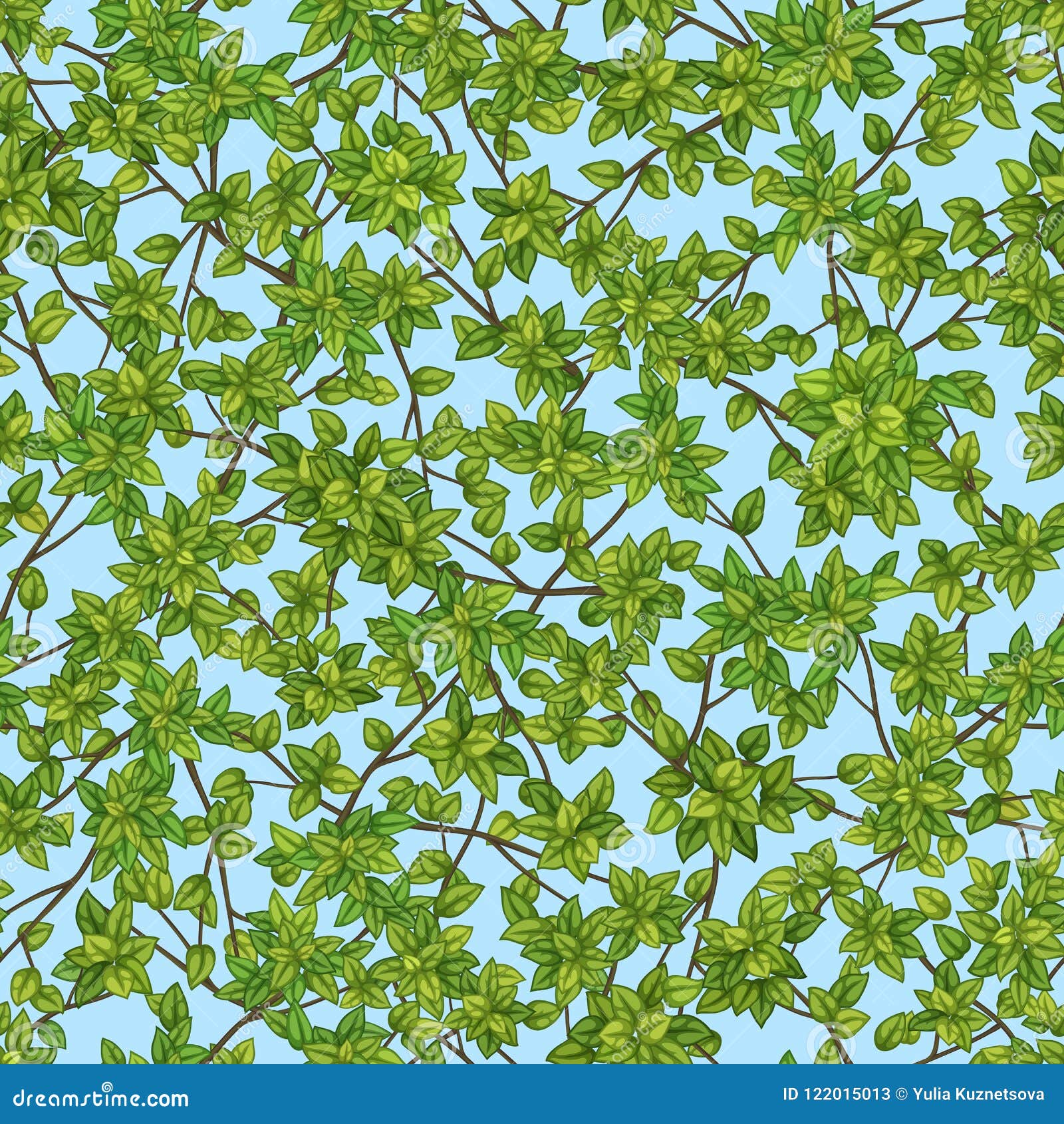 Seamless Vector Texture Green Leaves with Branches on the Sky Stock ...