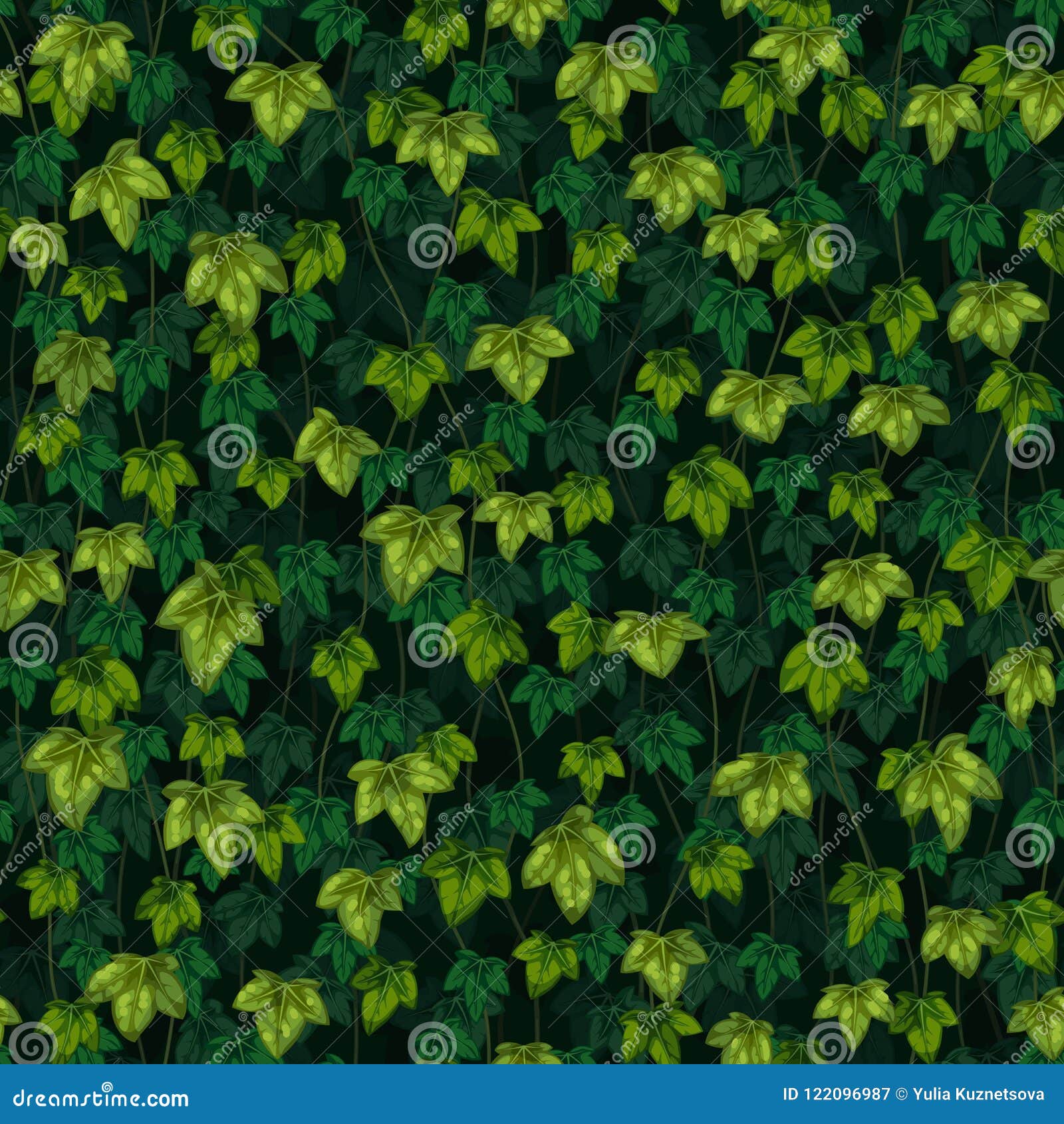 Seamless Vector Texture of Ivy Leaves on a Green Background Stock ...