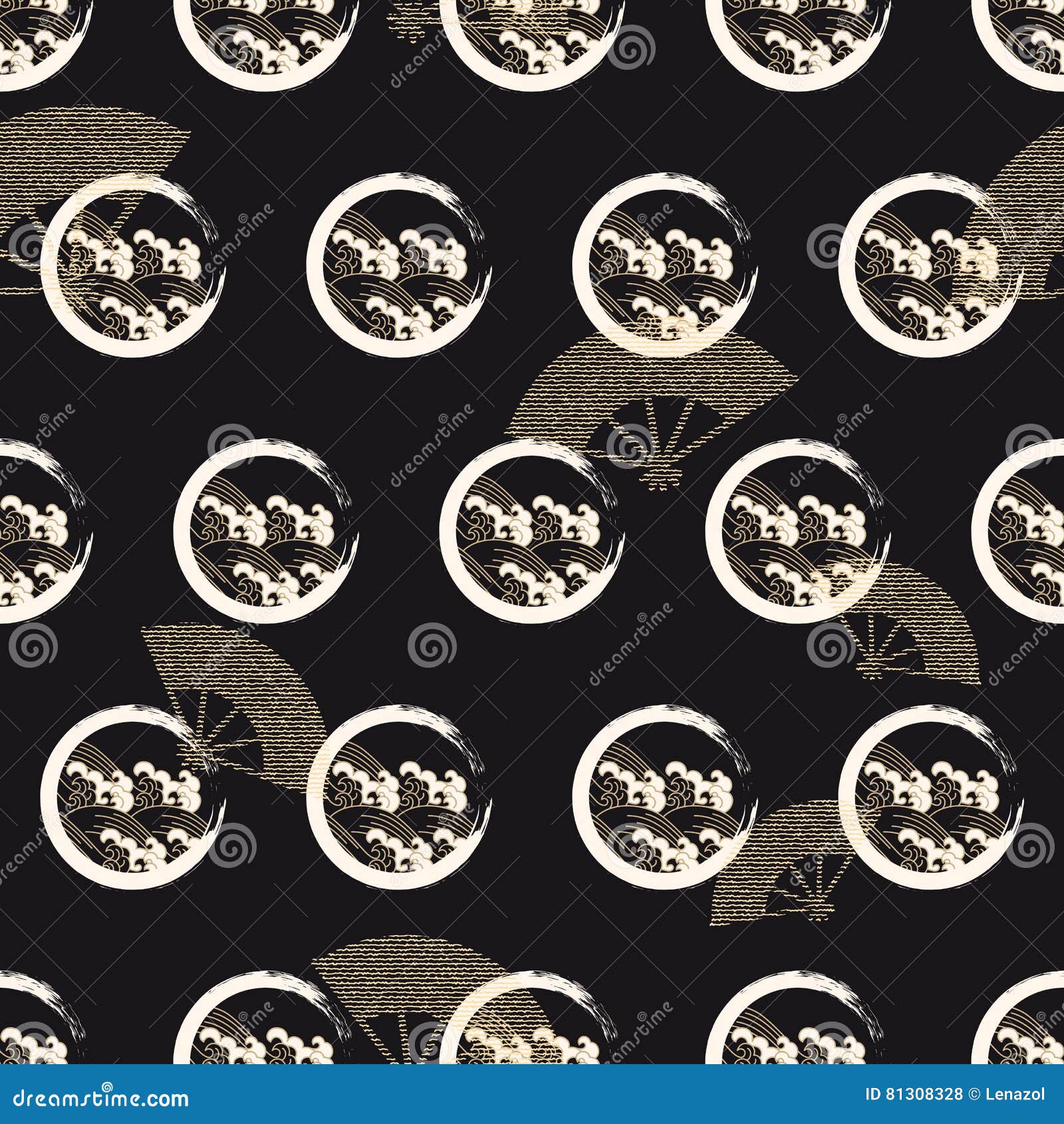 Seamless Vector Traditional Japanese Dark Pattern Stock Vector ...