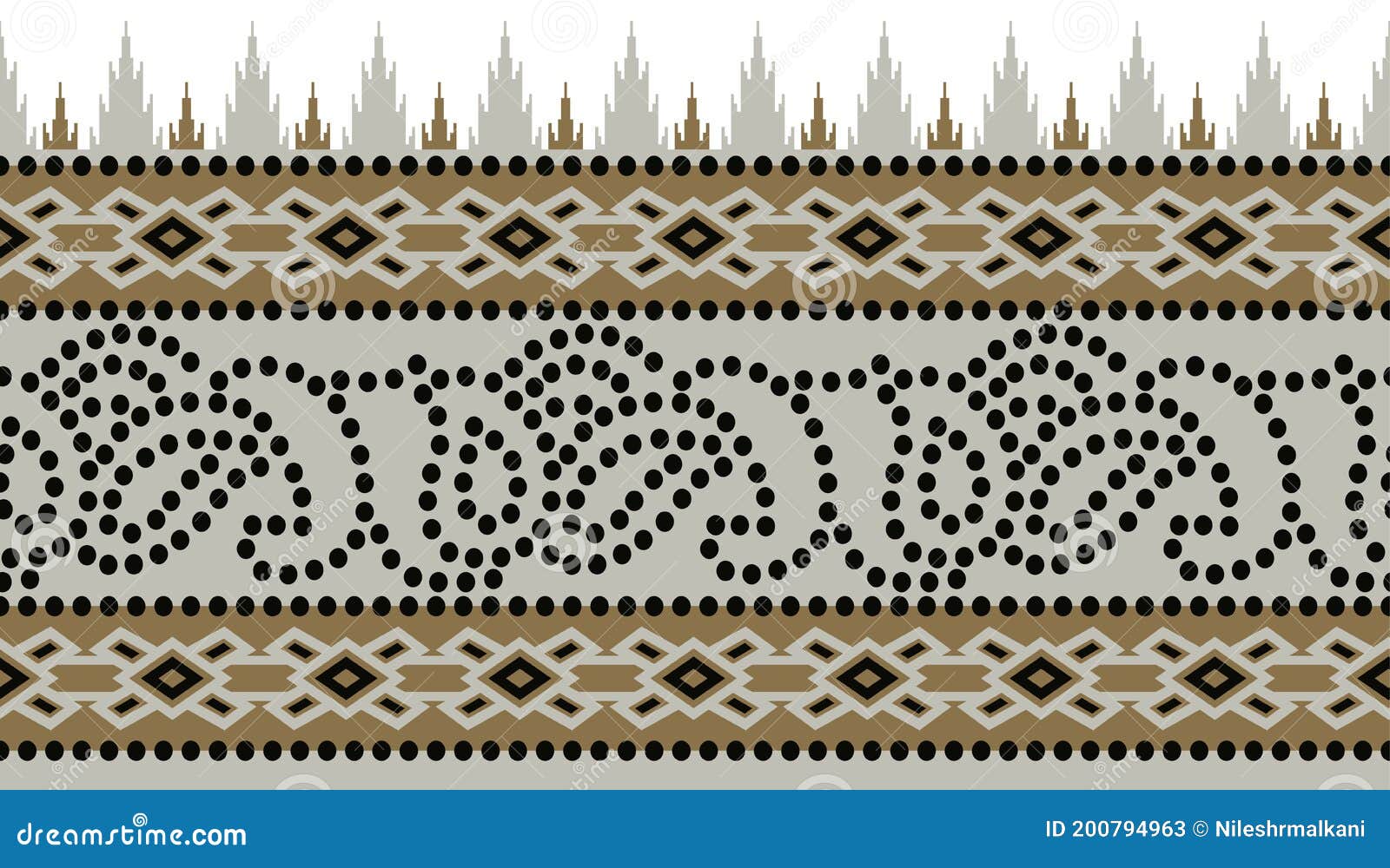 Seamless Vector Tribal Border Design Stock Vector - Illustration of ...