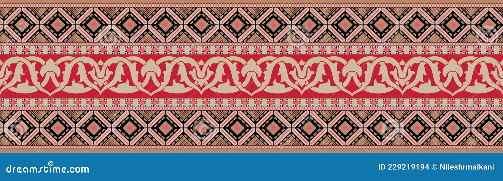 Seamless Vector Tribal Border Design Stock Vector - Illustration of ...