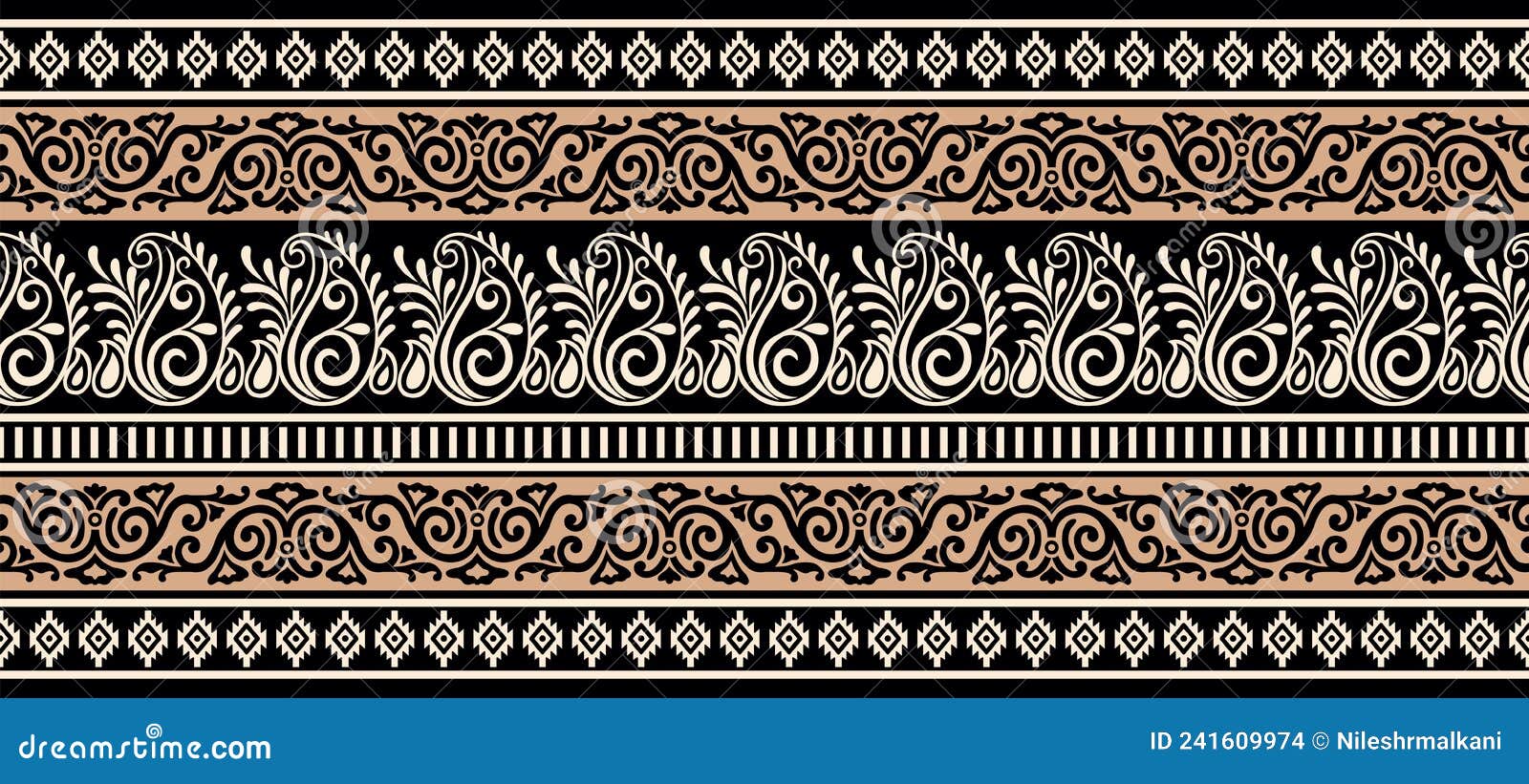 Seamless Vector Tribal Border Design Stock Vector - Illustration of ...