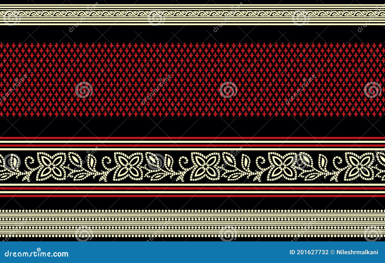 Seamless Vector Tribal Border Design Stock Vector - Illustration of ...