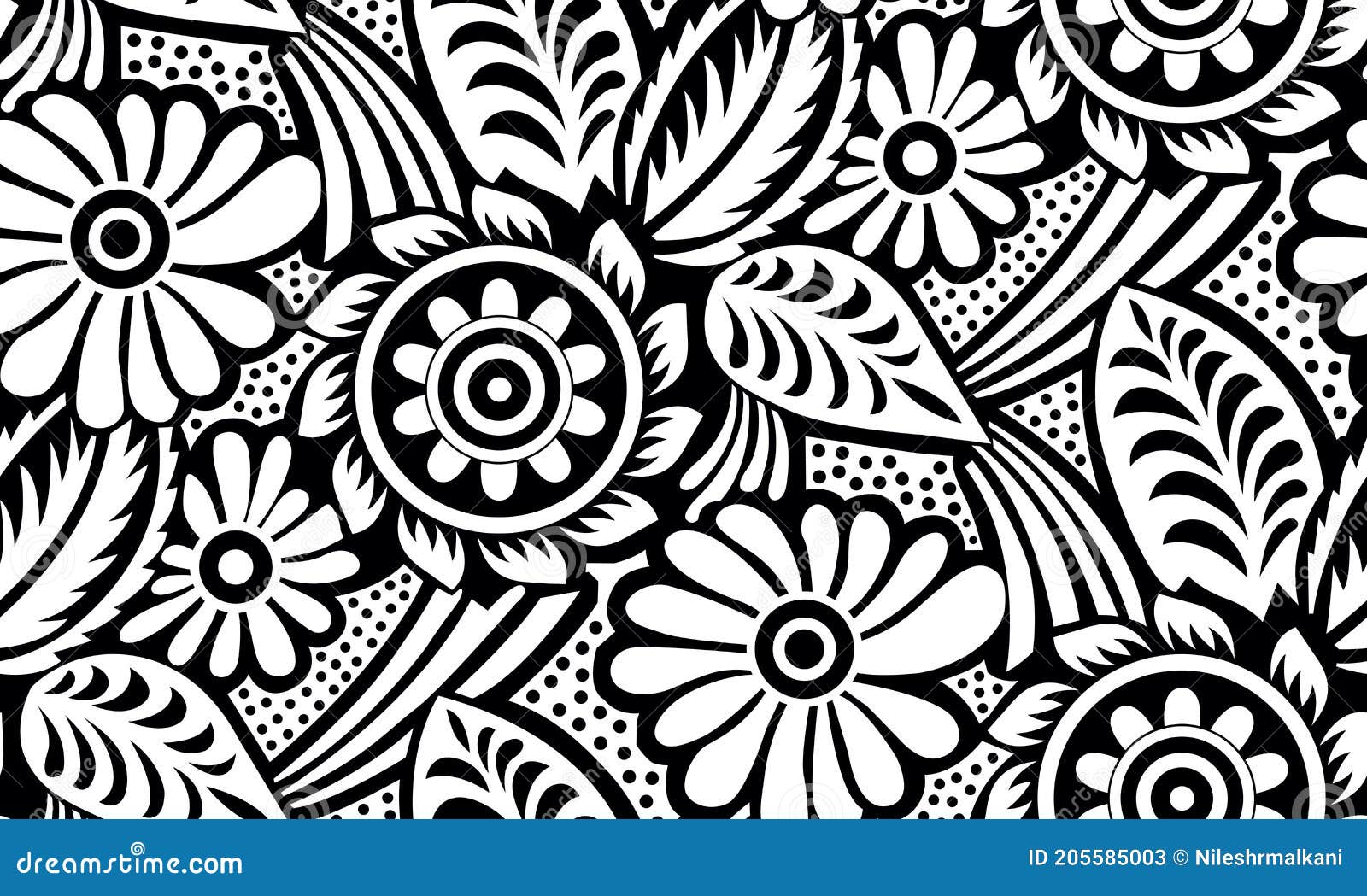 Seamless Vector Tribal Floral Pattern Stock Vector - Illustration of ...