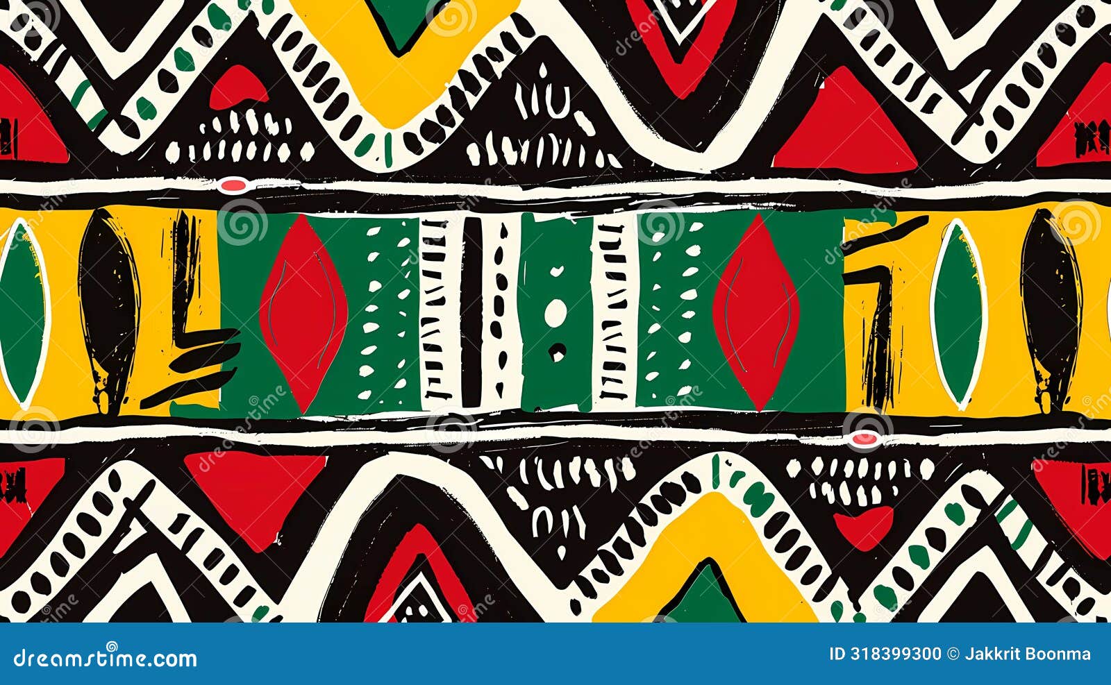 Seamless Vector Tribal Pattern with Hand Drawn African Tribal Elements ...