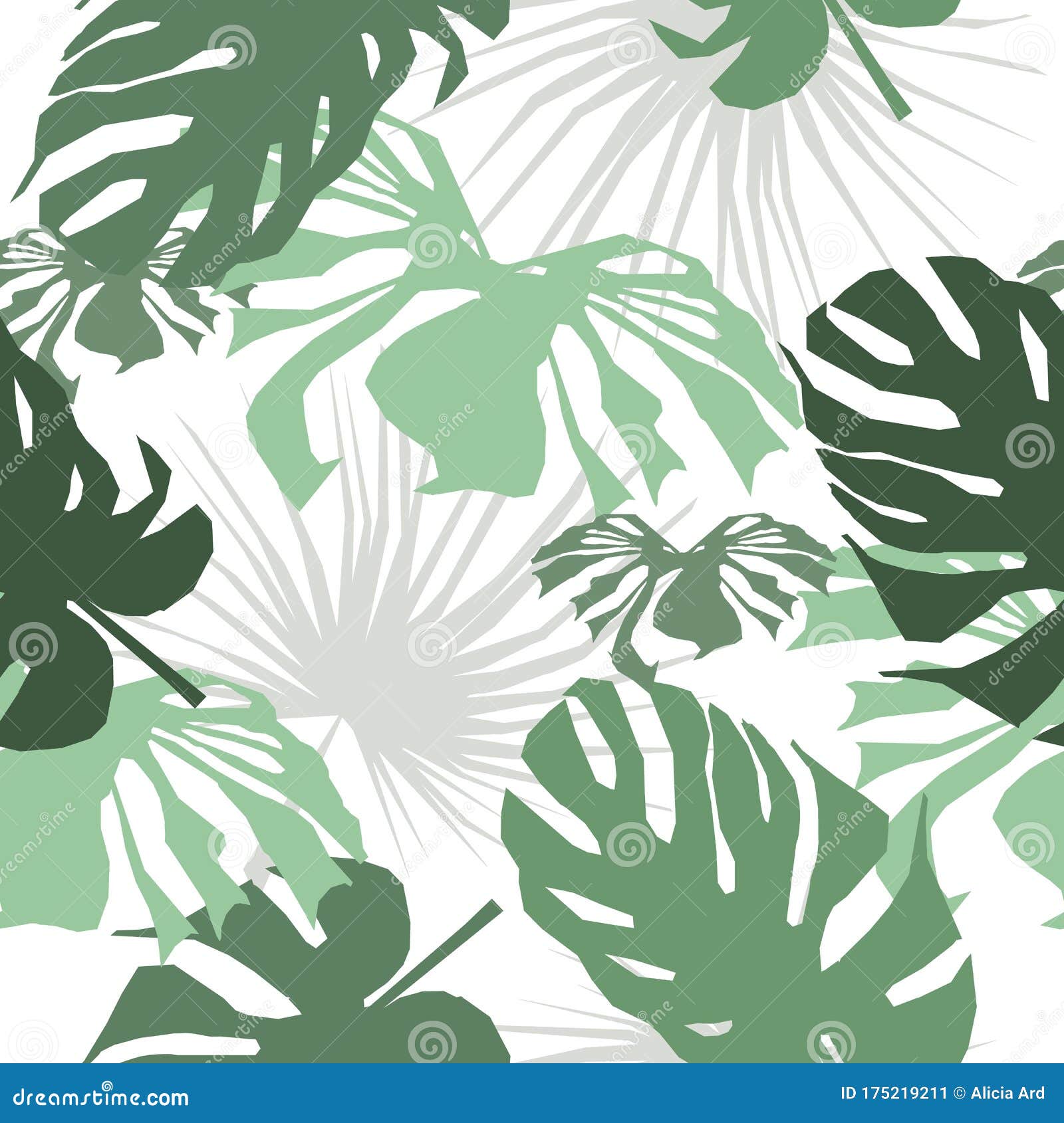 Seamless Vector Tropical Leaves Texture Pattern. Stylish Repeating ...