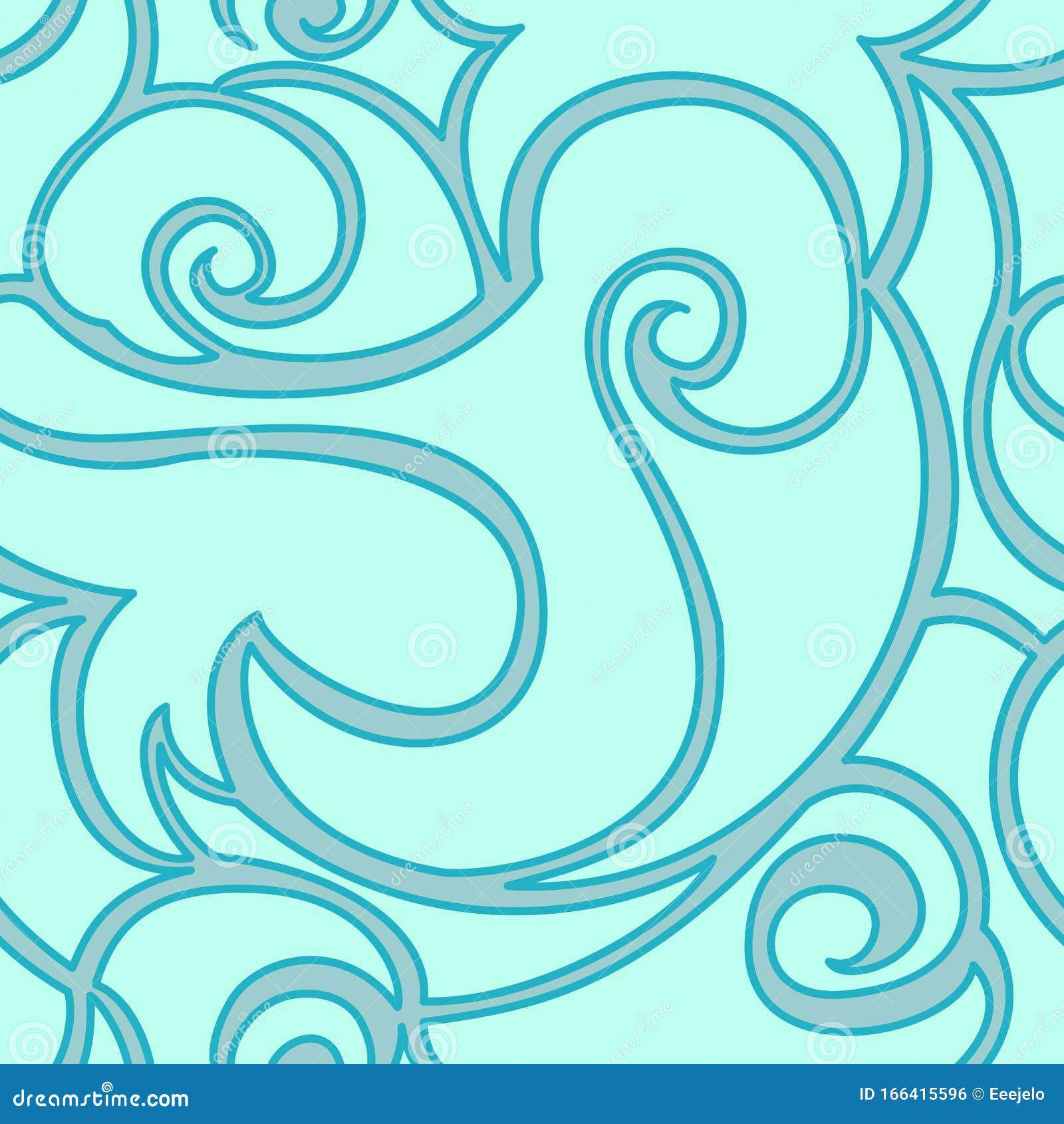Seamless Vector Turquiose Pattern of Spirals and Waves.texture for ...