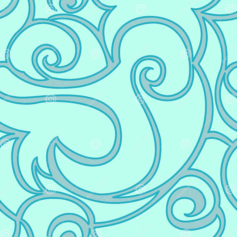 Seamless Vector Turquiose Pattern of Spirals and Waves.texture for ...