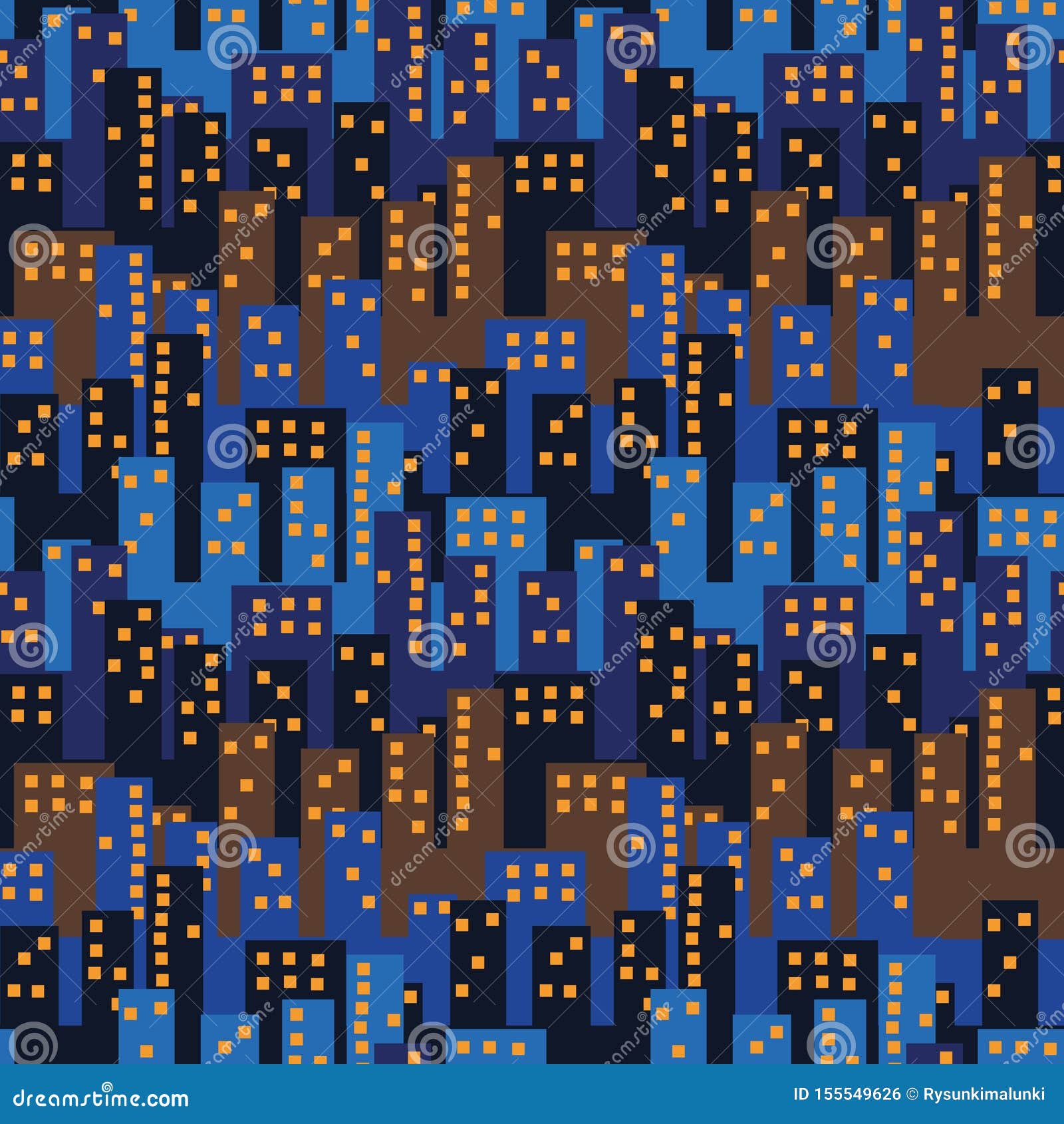 Seamless Vector Urban Pattern with Skyscrapers in the Evening Stock ...