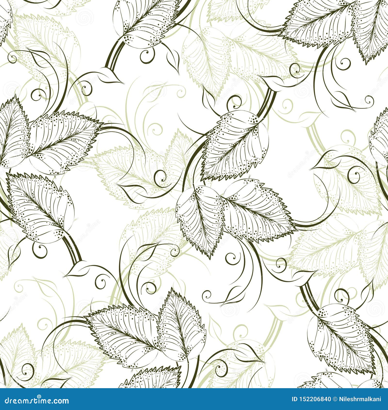 Seamless Vector Vintage Leaves Pattern Stock Vector - Illustration of ...