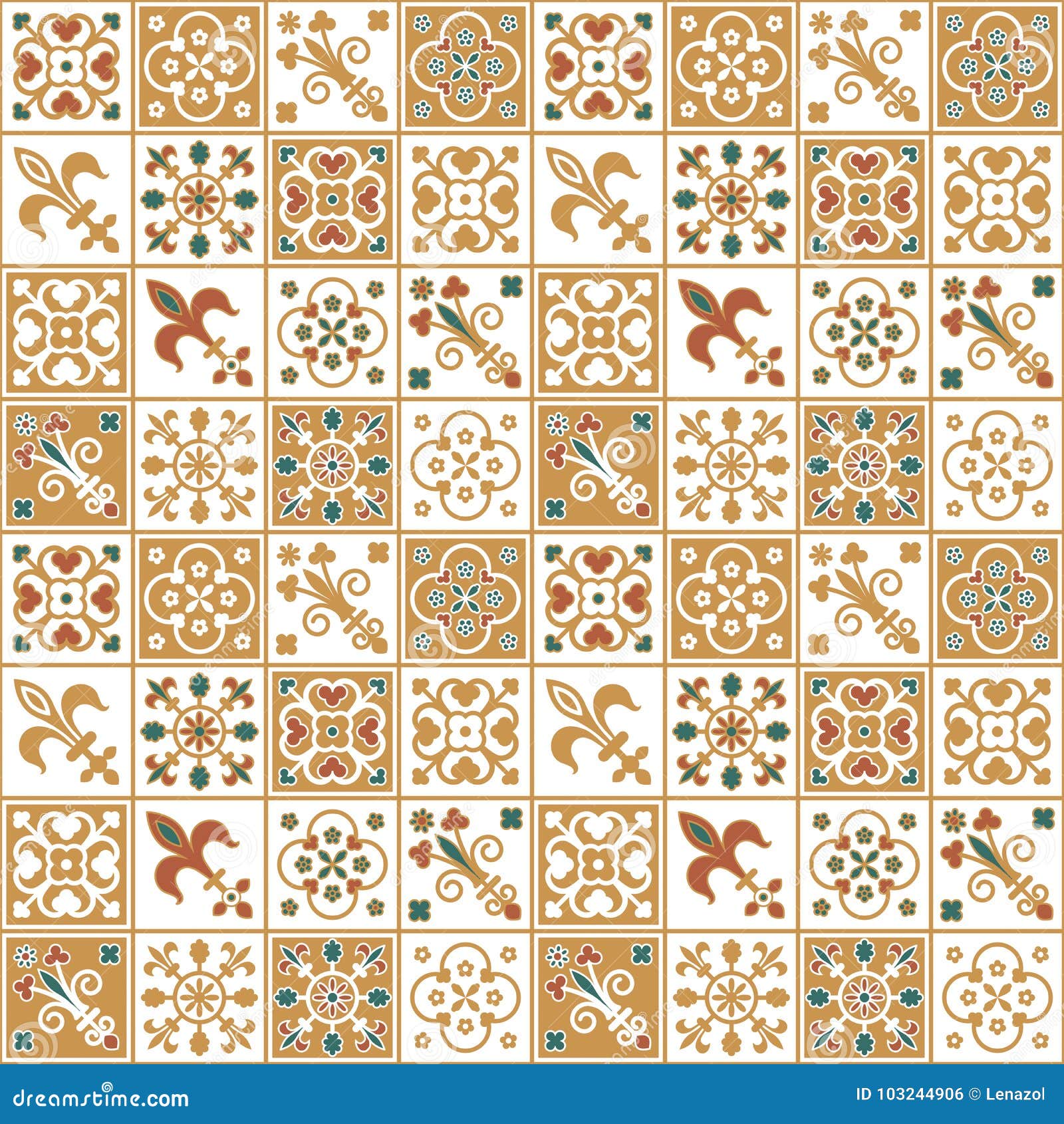 Seamless Vector Vintage Tile Pattern Design. Design for Covers, Tiles ...