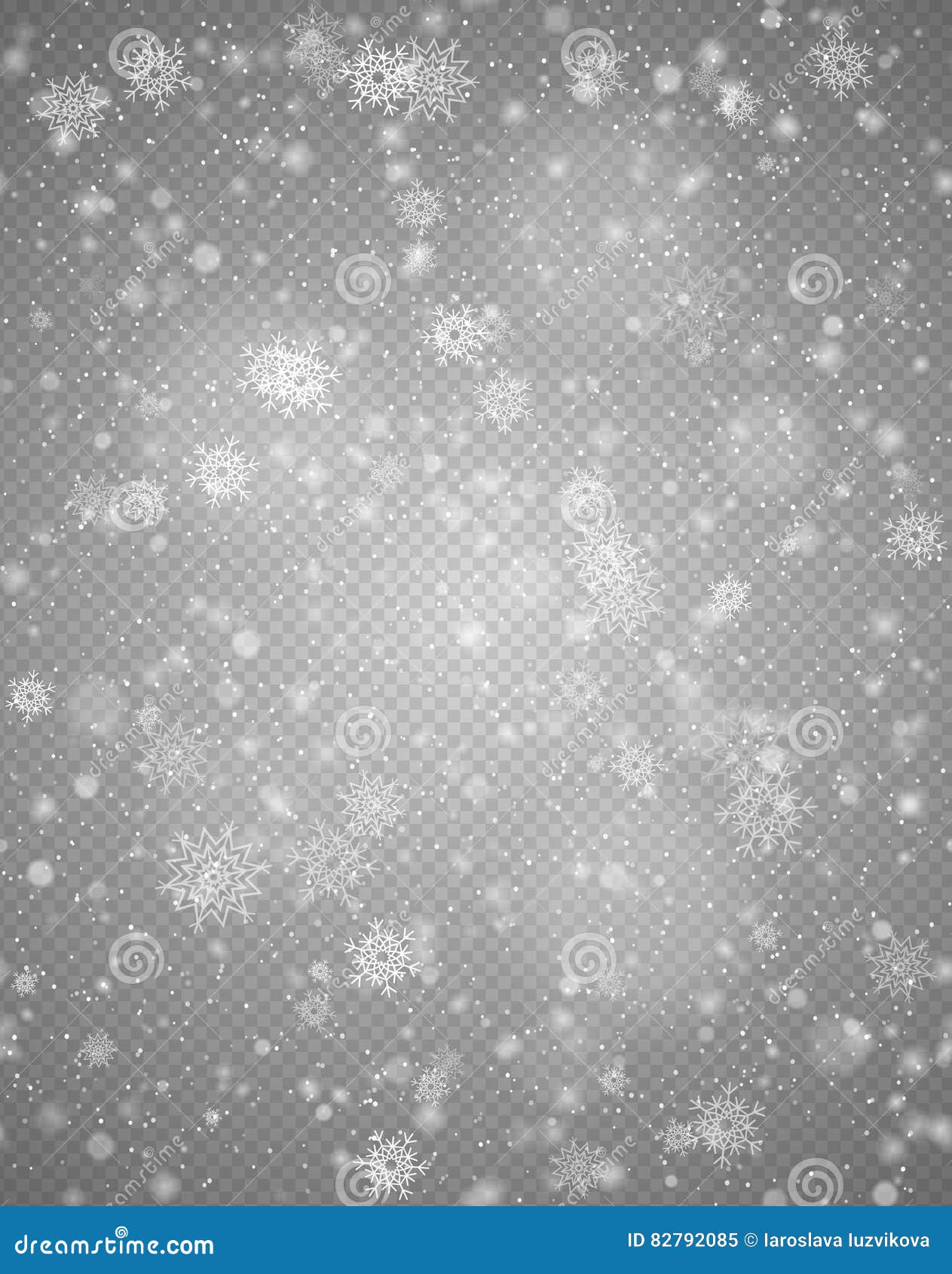 Seamless Vector White Snowfall Effect on Gray Transparent Background ...