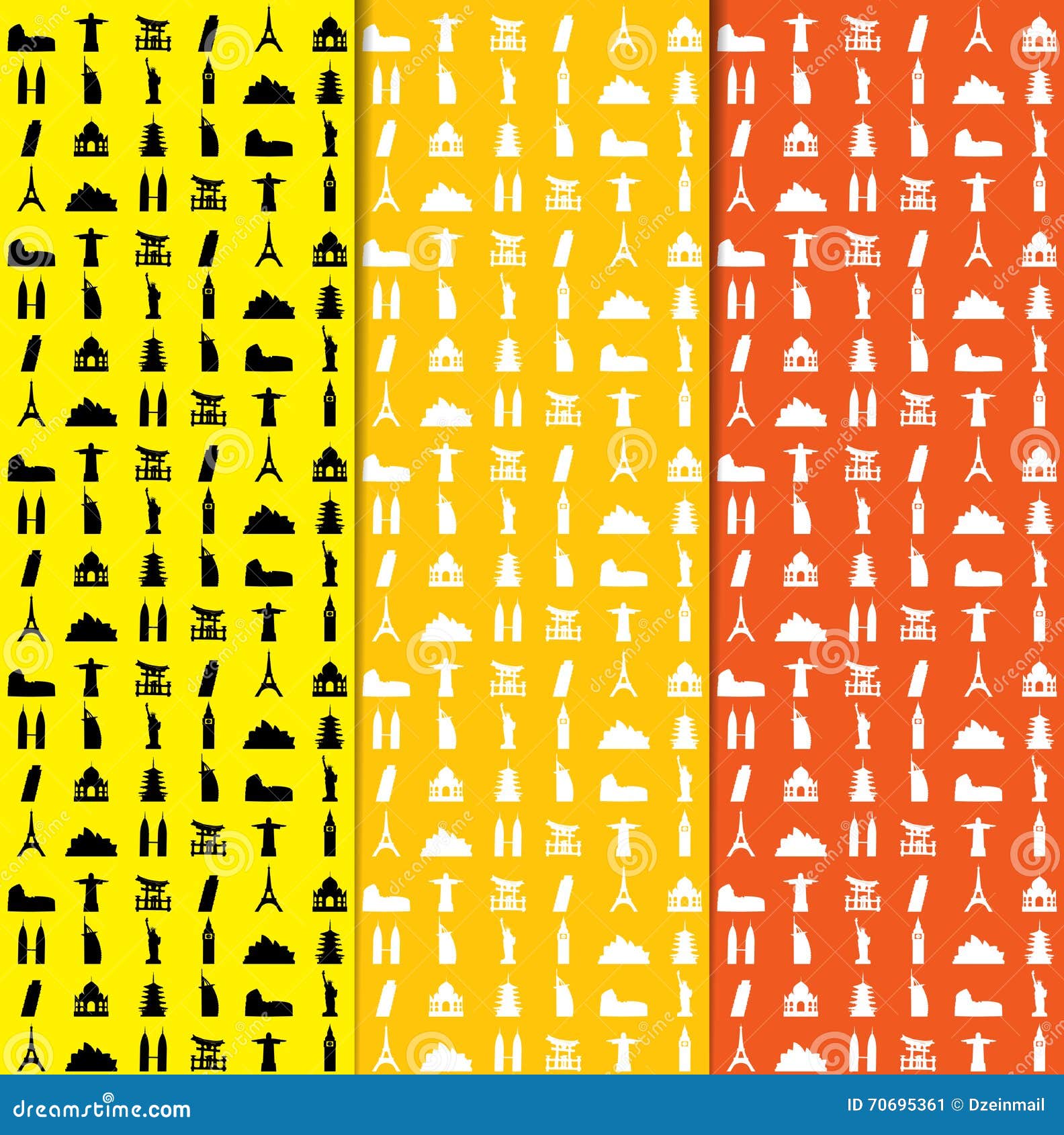 Seamless Vector World's Famous Landmarks Icons Pattern | CartoonDealer ...