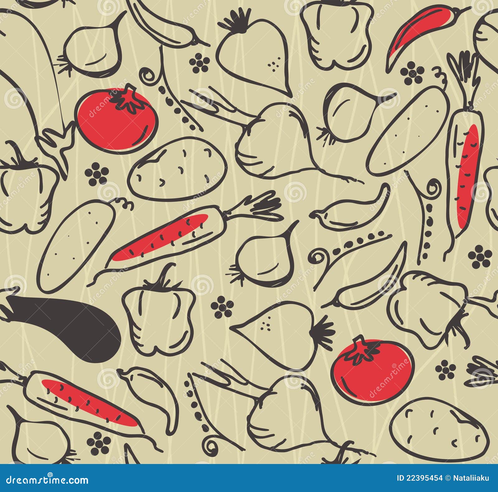 Seamless Vegetable Pattern in Vector Stock Vector - Illustration of ...